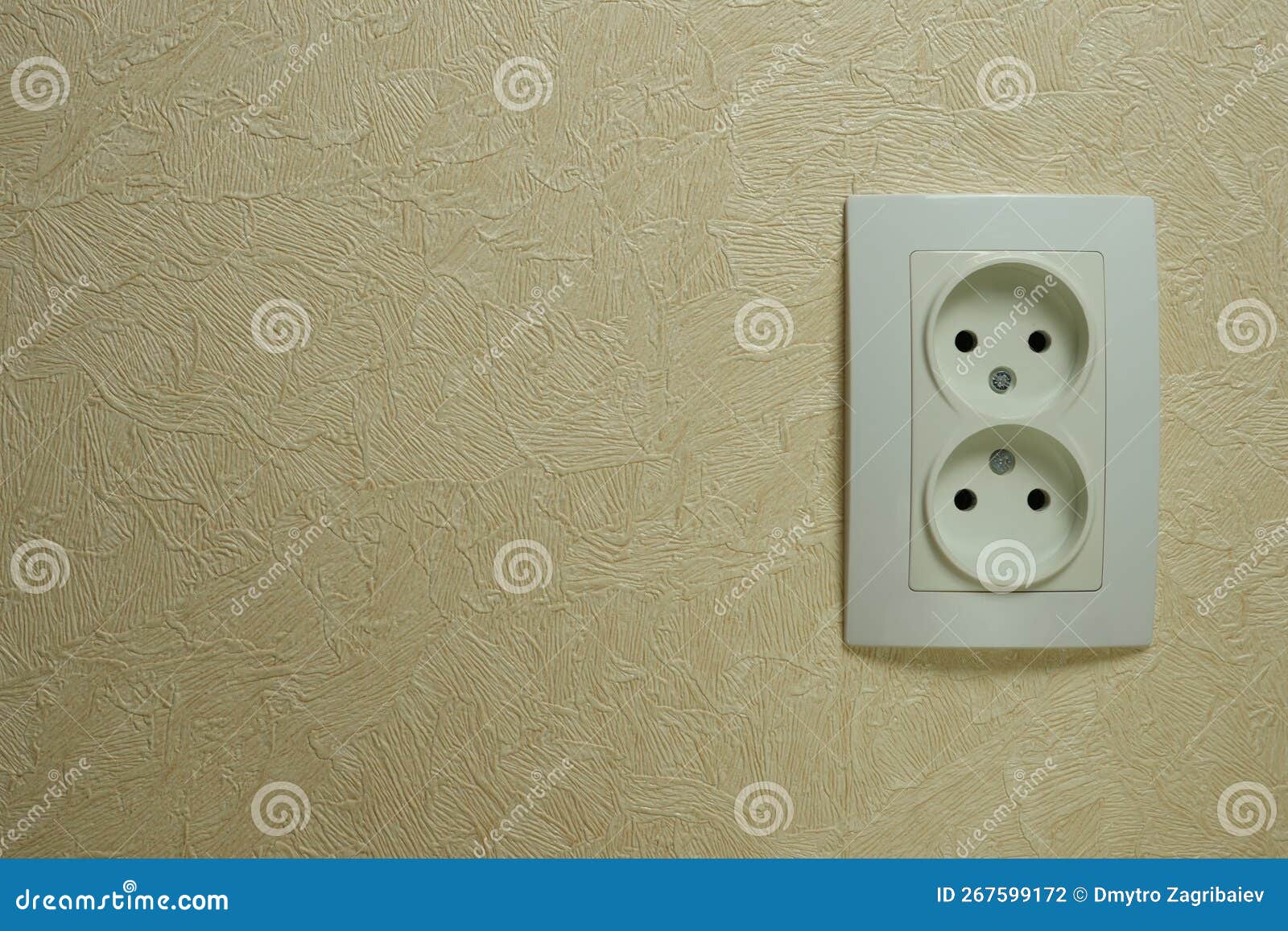 Double White Plastic Electrical Socket on the Wall Stock Photo - Image ...