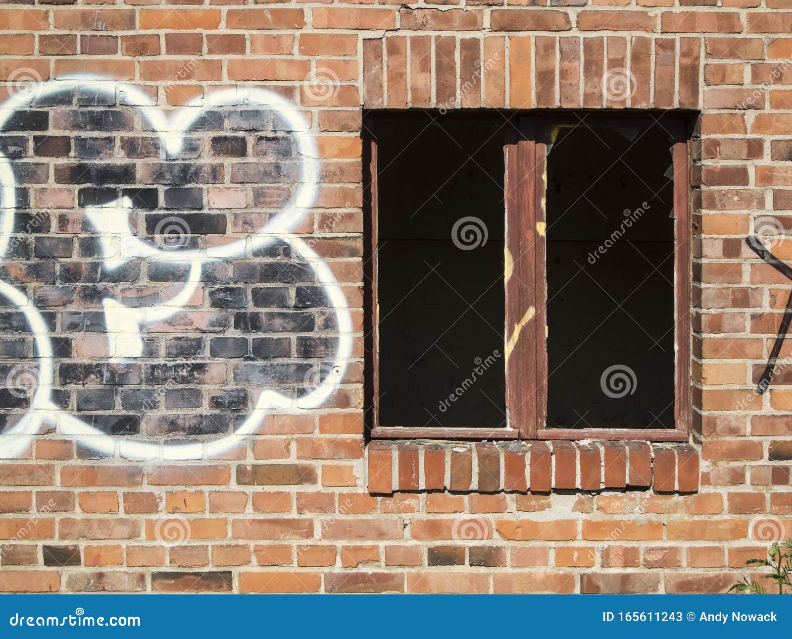 Double Window with Graffiti on Brick Wall in Berlin Stock Image - Image ...
