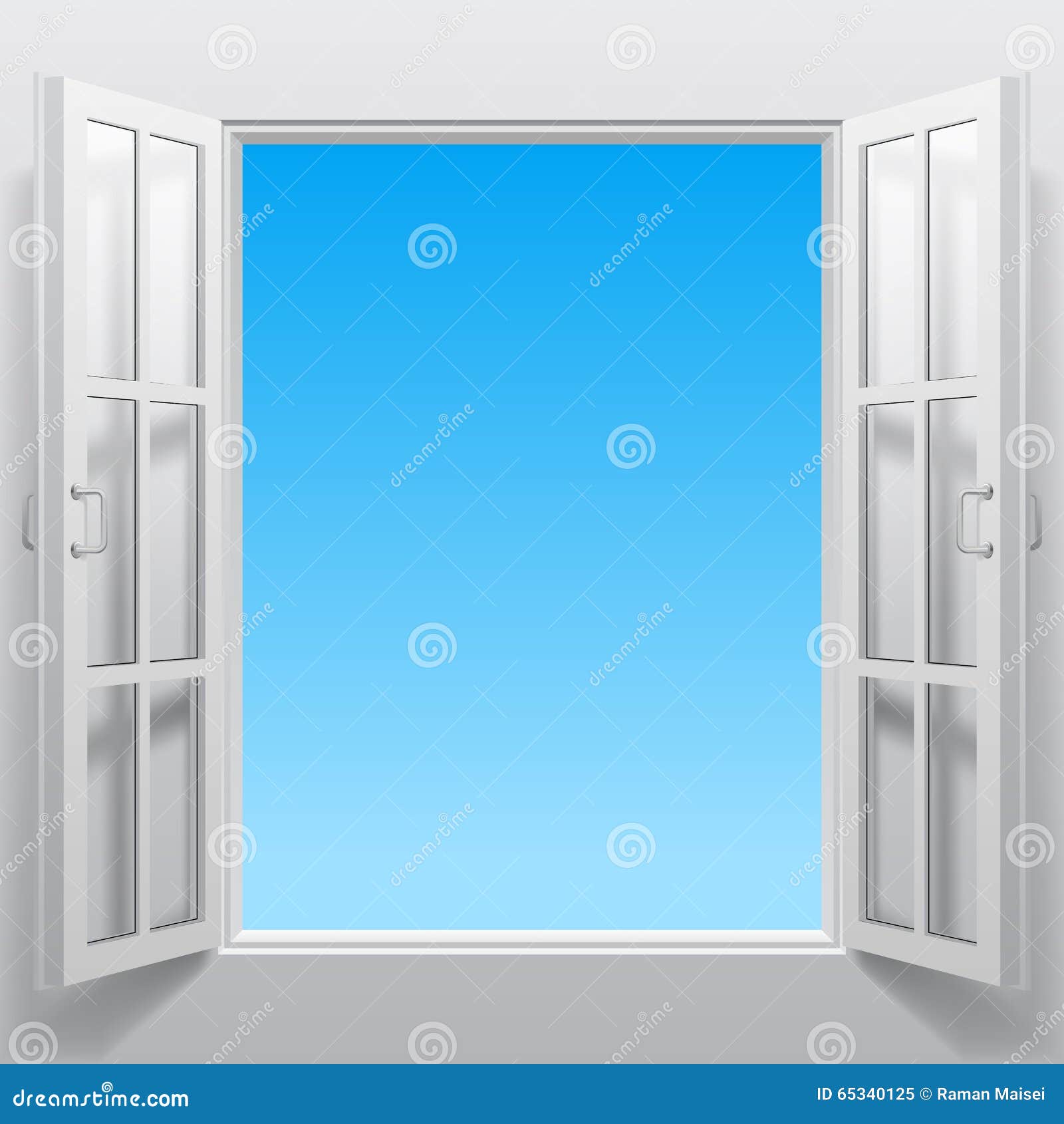 Double Window Frame, Striped Awning Canopy. Vector Illustration. Wooden ...