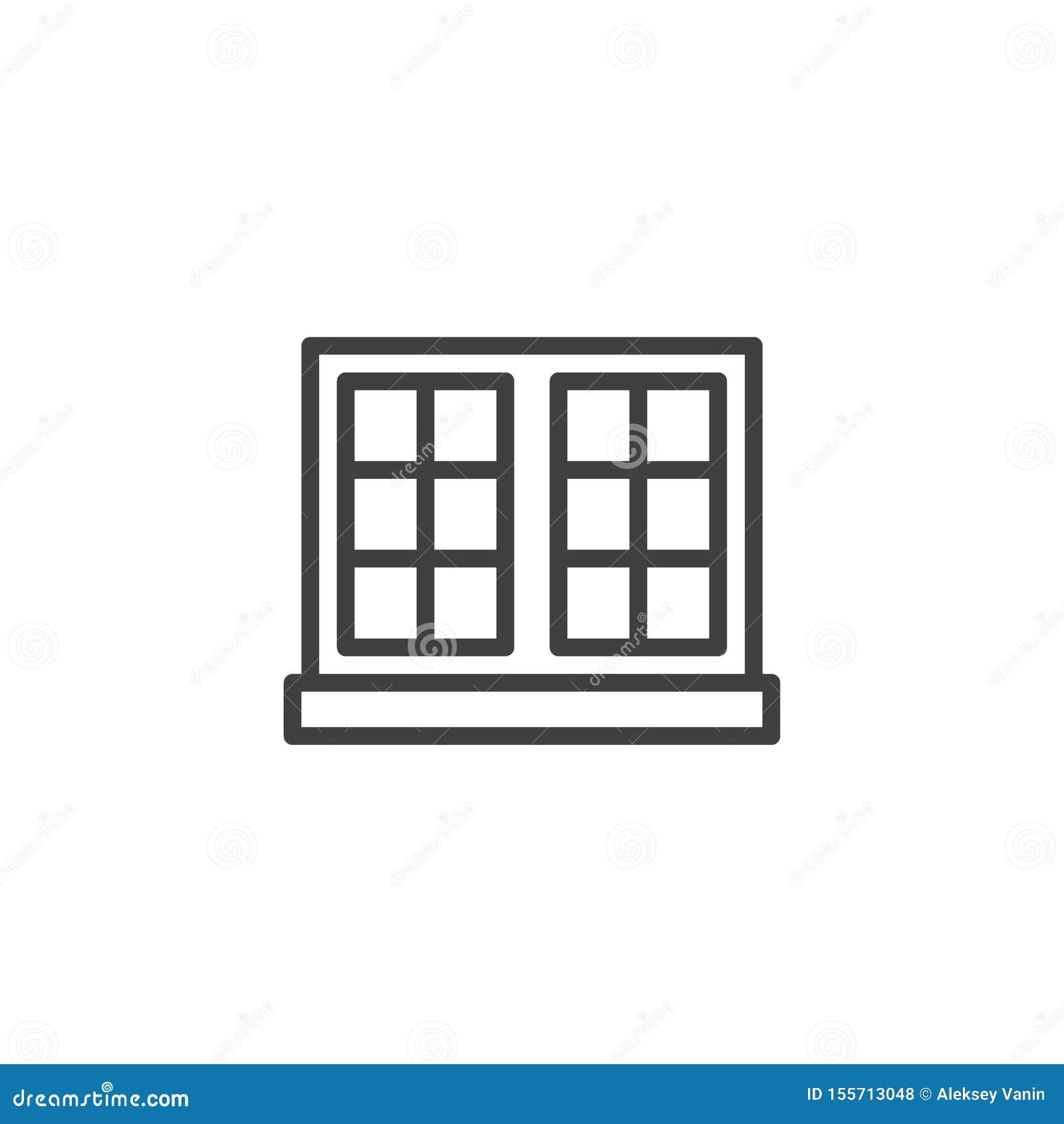 Double Window and Windowsill Line Icon Stock Vector - Illustration of ...
