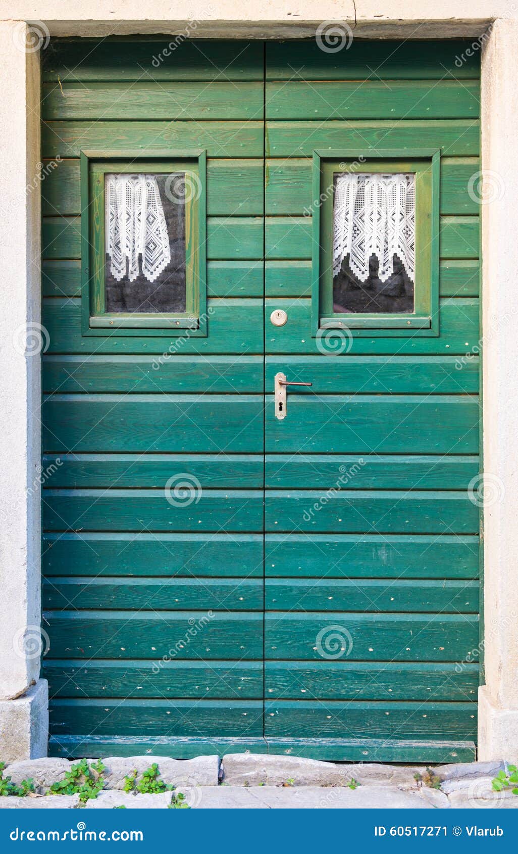 Double-wing Front Door Green Stock Image - Image of housing ...