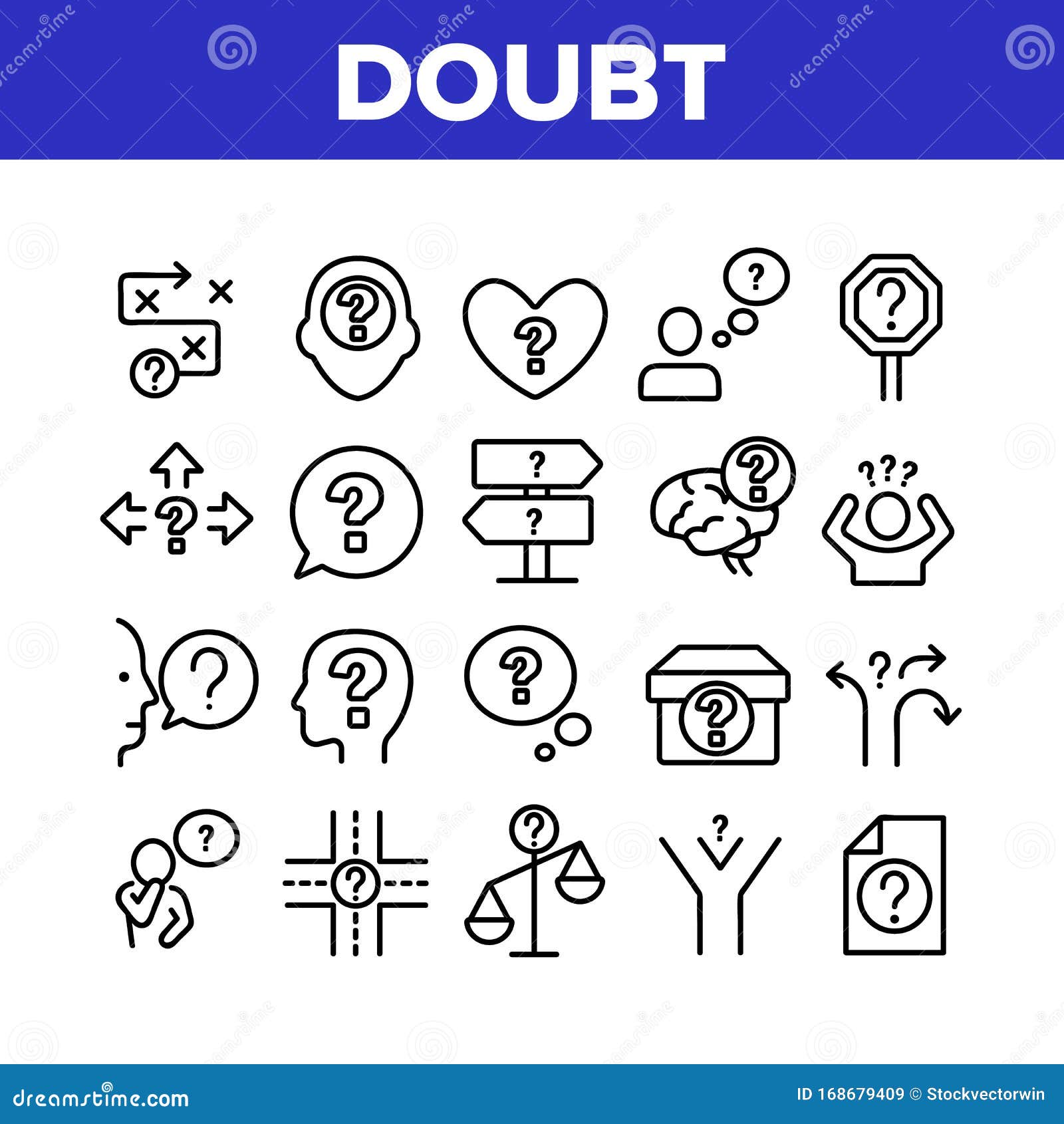 Doubt and Confusion Collection Icons Set Vector Stock Vector ...