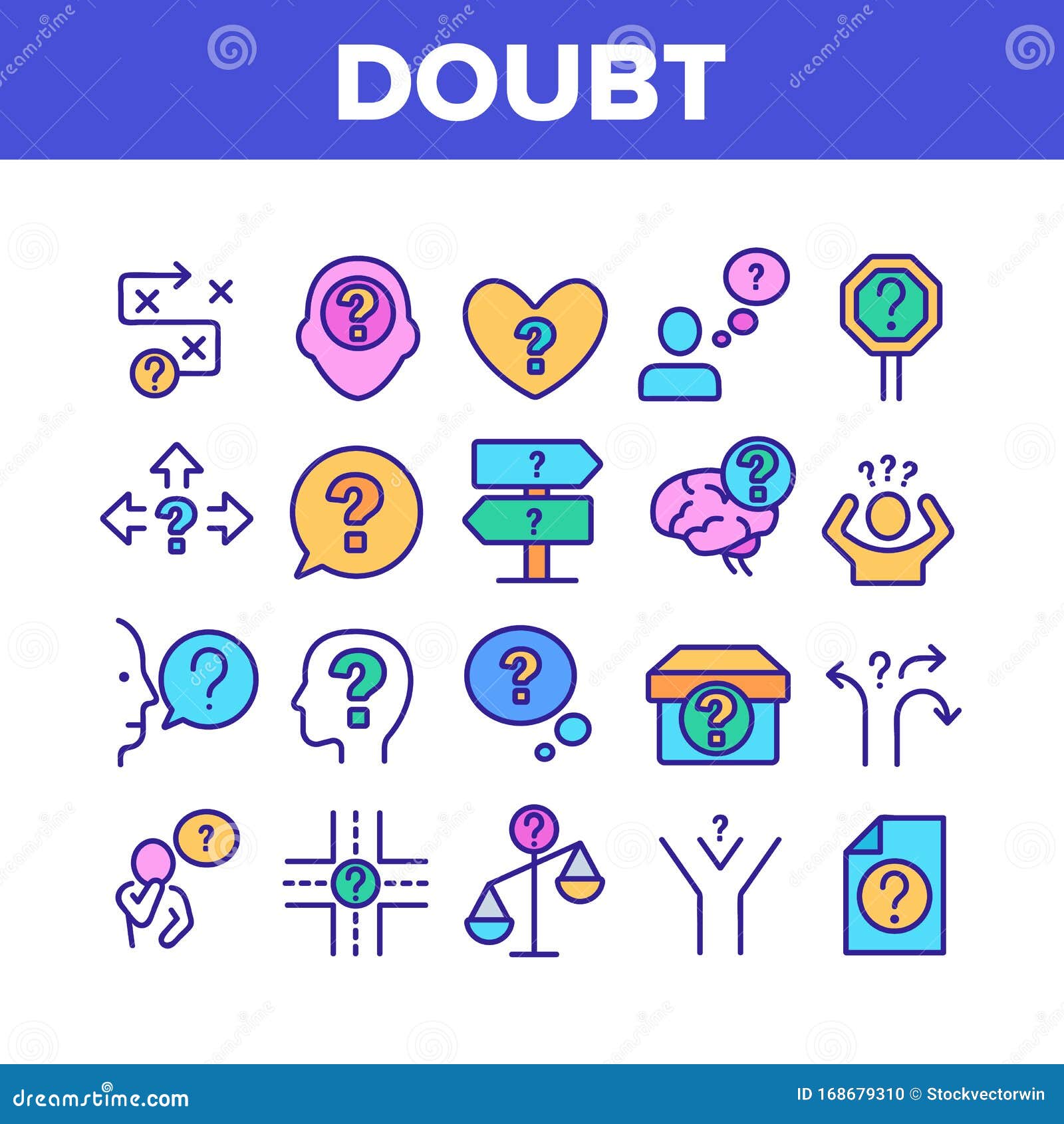 Doubt and Confusion Collection Icons Set Vector Stock Vector ...