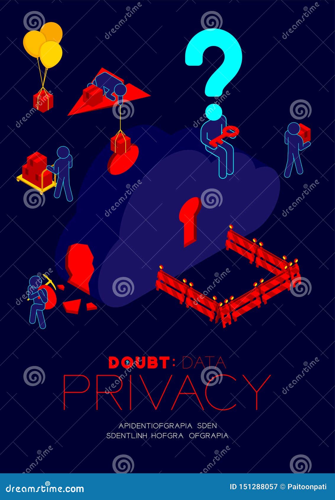 Man Pictogram And Question Mark Open The Door To Dark Room With Shadow ...