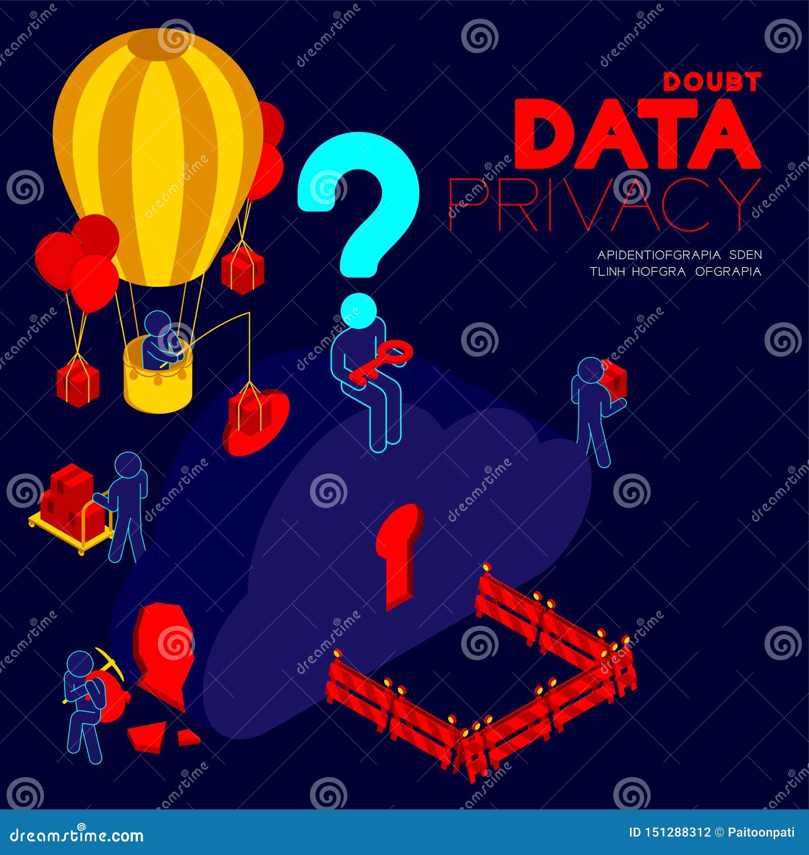 Doubt Data Privacy Problem Concept, Man Pictogram Question Mark Head ...