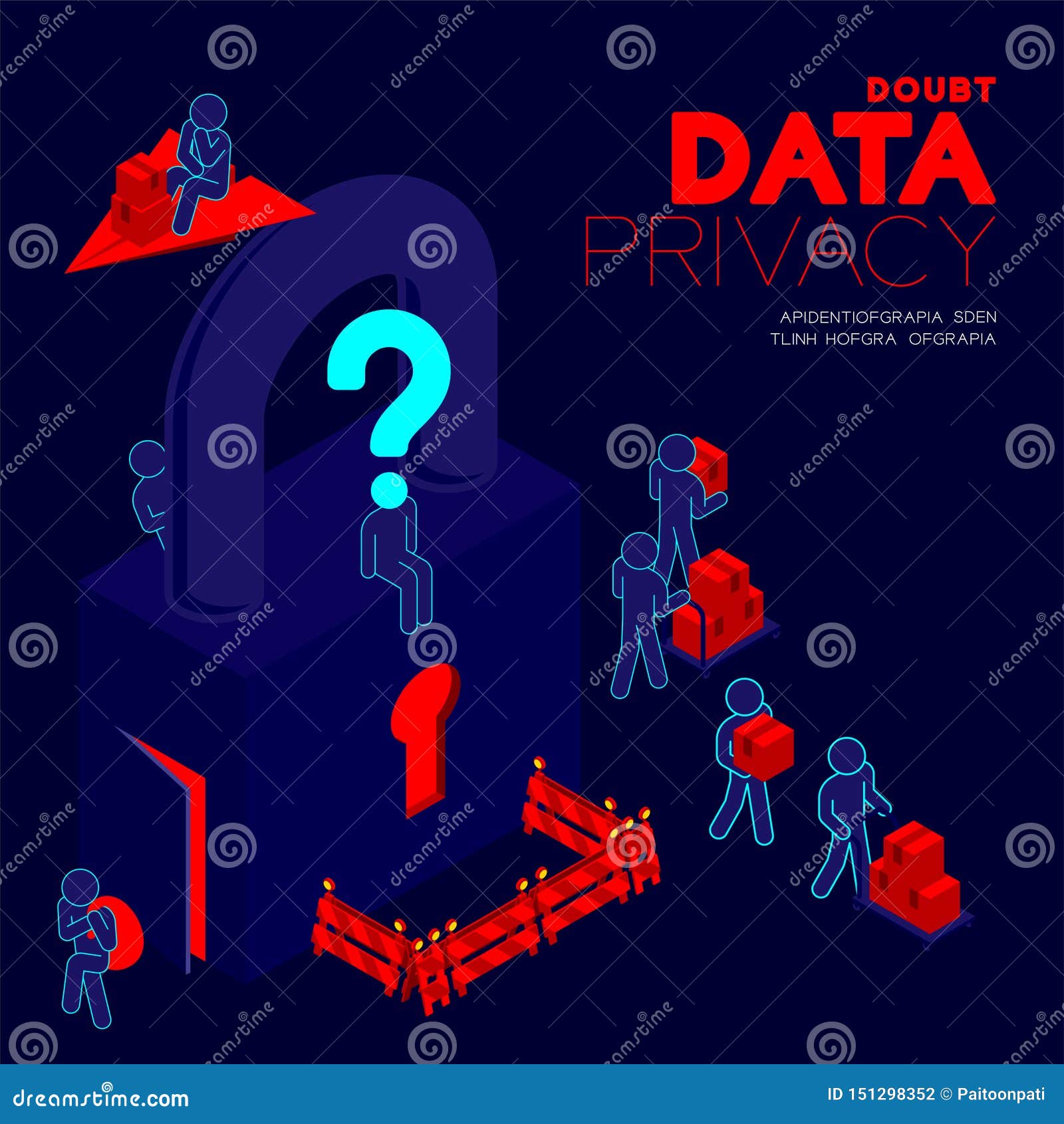 Doubt Data Privacy Problem Concept, Man Pictogram Question Mark Head ...