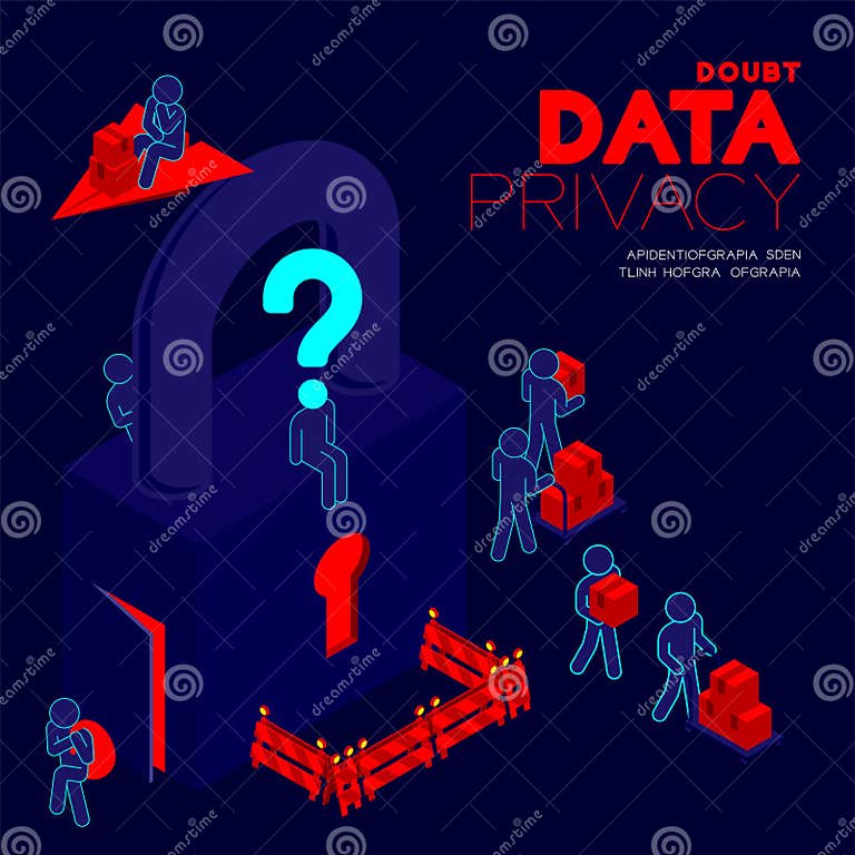 Doubt Data Privacy Problem Concept, Man Pictogram Question Mark Head ...