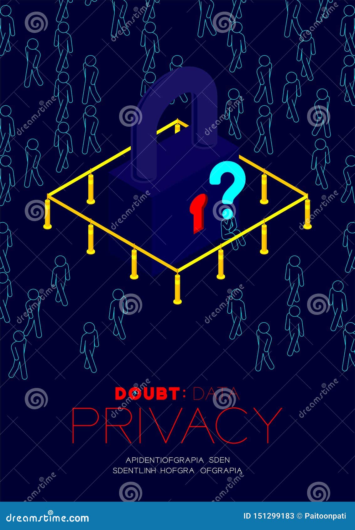 Doubt Data Privacy Problem Concept, Man Pictogram Question Mark Head ...