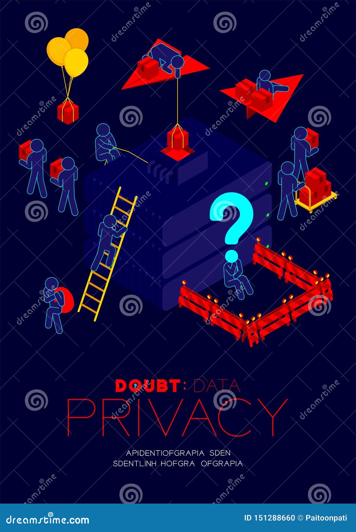 Man Pictogram And Question Mark Open The Door To Dark Room With Shadow ...