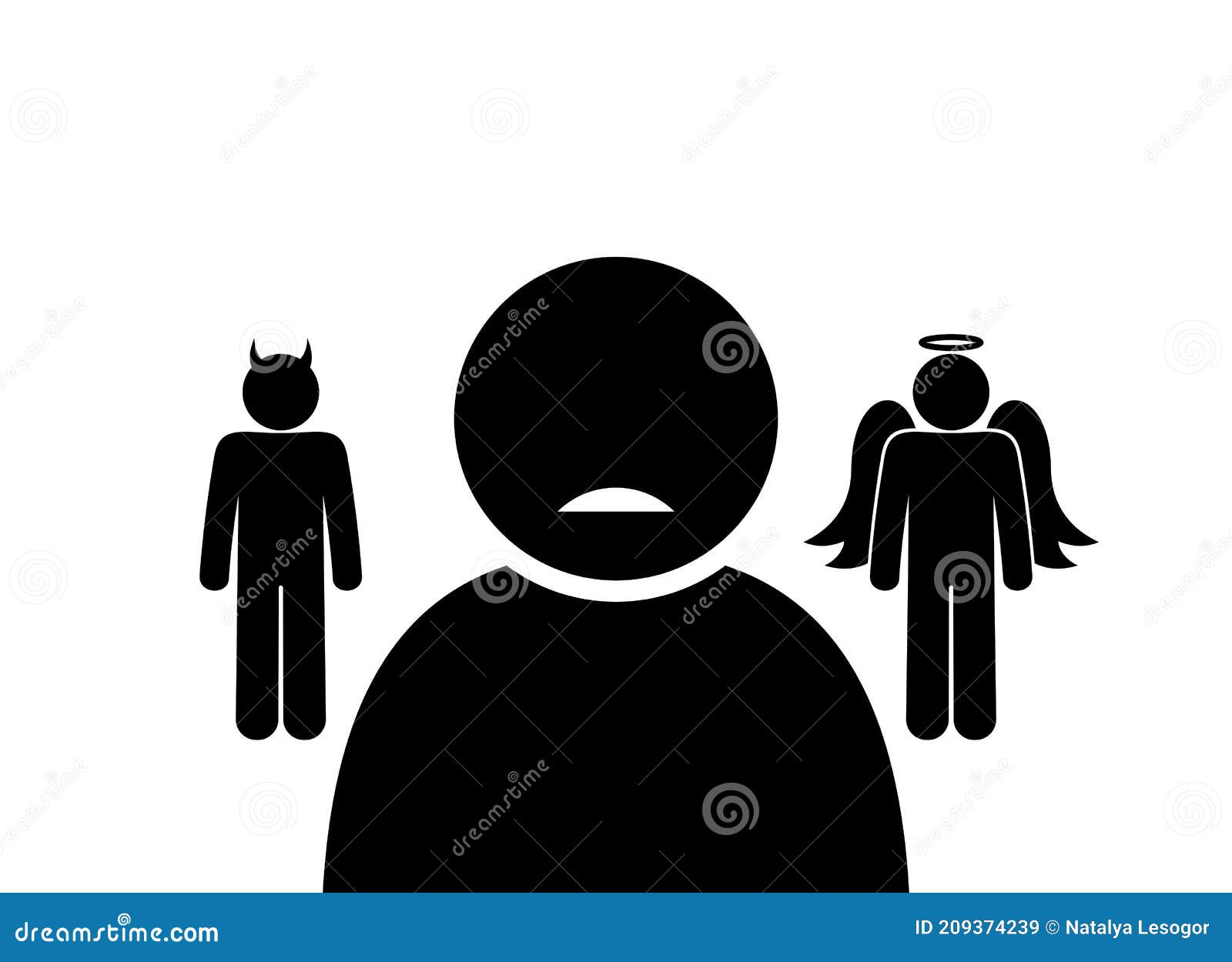 Doubt and Difficulty of Choice Illustration, Inner Conflict, Angel and ...