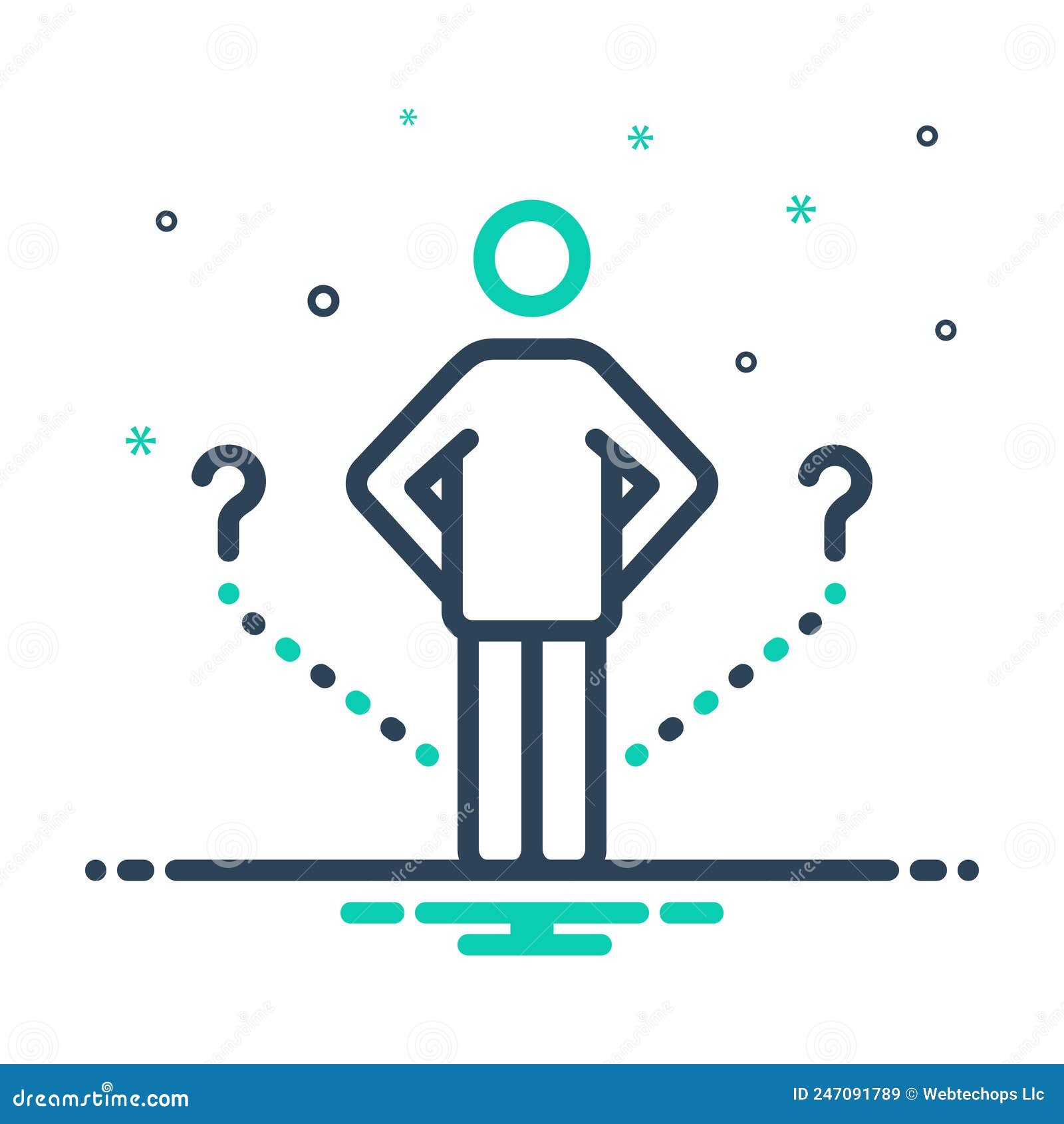 Doubt Man In Car With Question Mark Icon Pictogram Blue And Red, Social ...