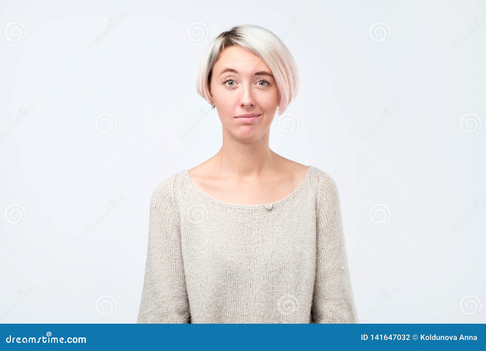 Doubt, Mistrust, Distrust Concept. Doubtful Woman Looking with ...