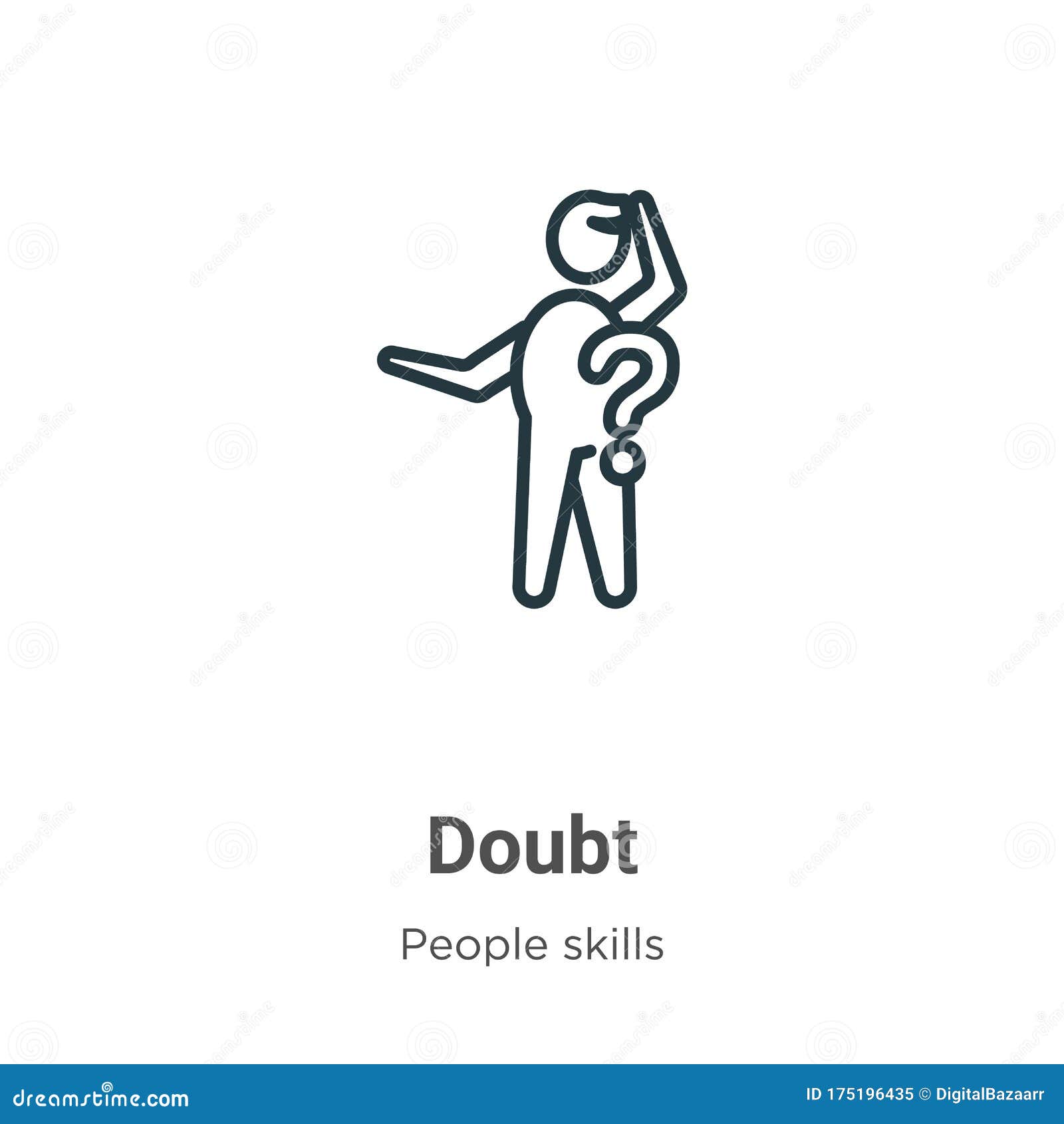 Doubt Outline Vector Icon. Thin Line Black Doubt Icon, Flat Vector ...