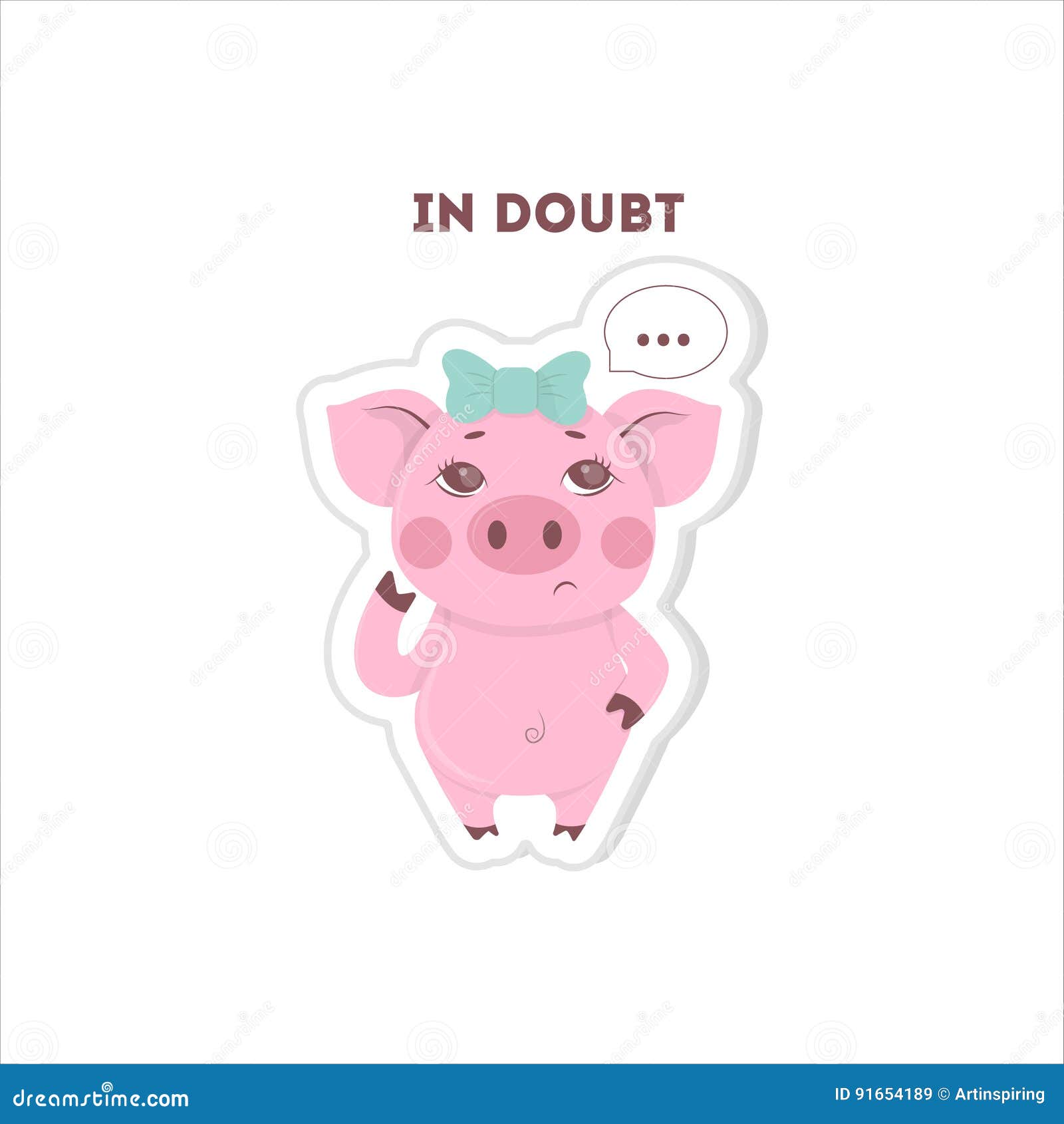 In doubt pig sticker. stock vector. Illustration of unsure - 91654189
