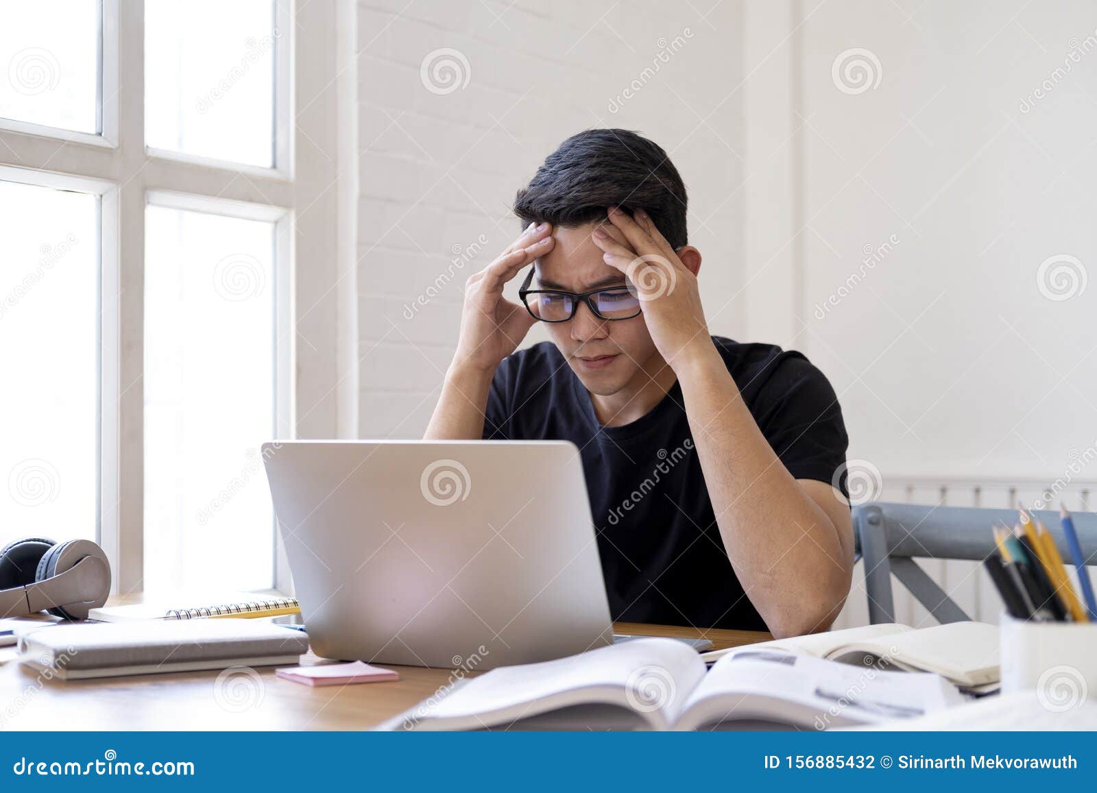 Doubt Student Working on Homework or Research Work Stock Photo - Image ...