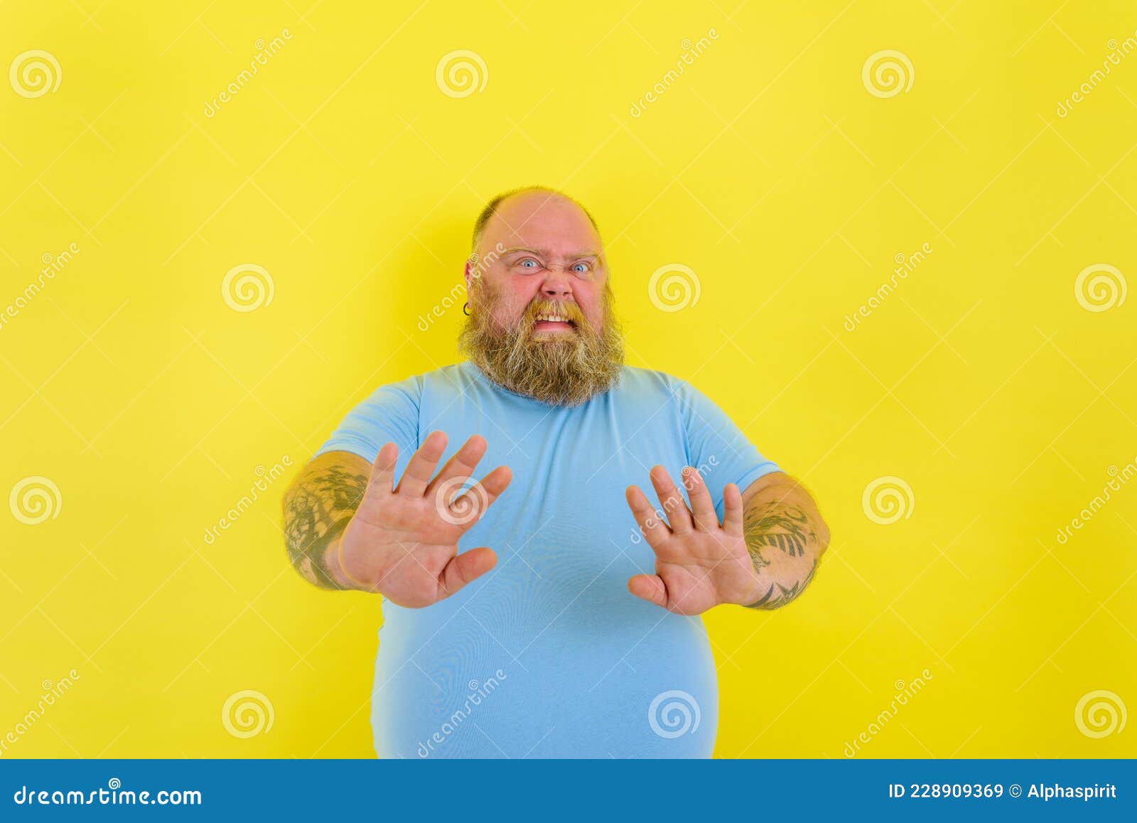 Doubter Man with Beard and Tattoos Has Doubt about Something Stock ...