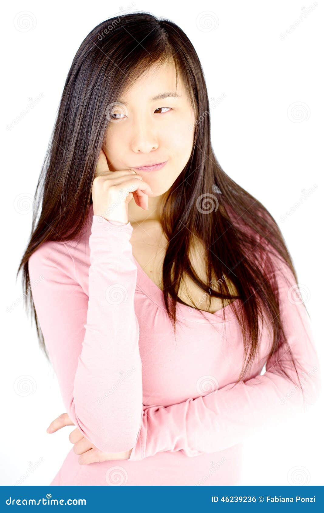 Doubtful Asian Woman Isolated Stock Photo - Image of look, doubt: 46239236
