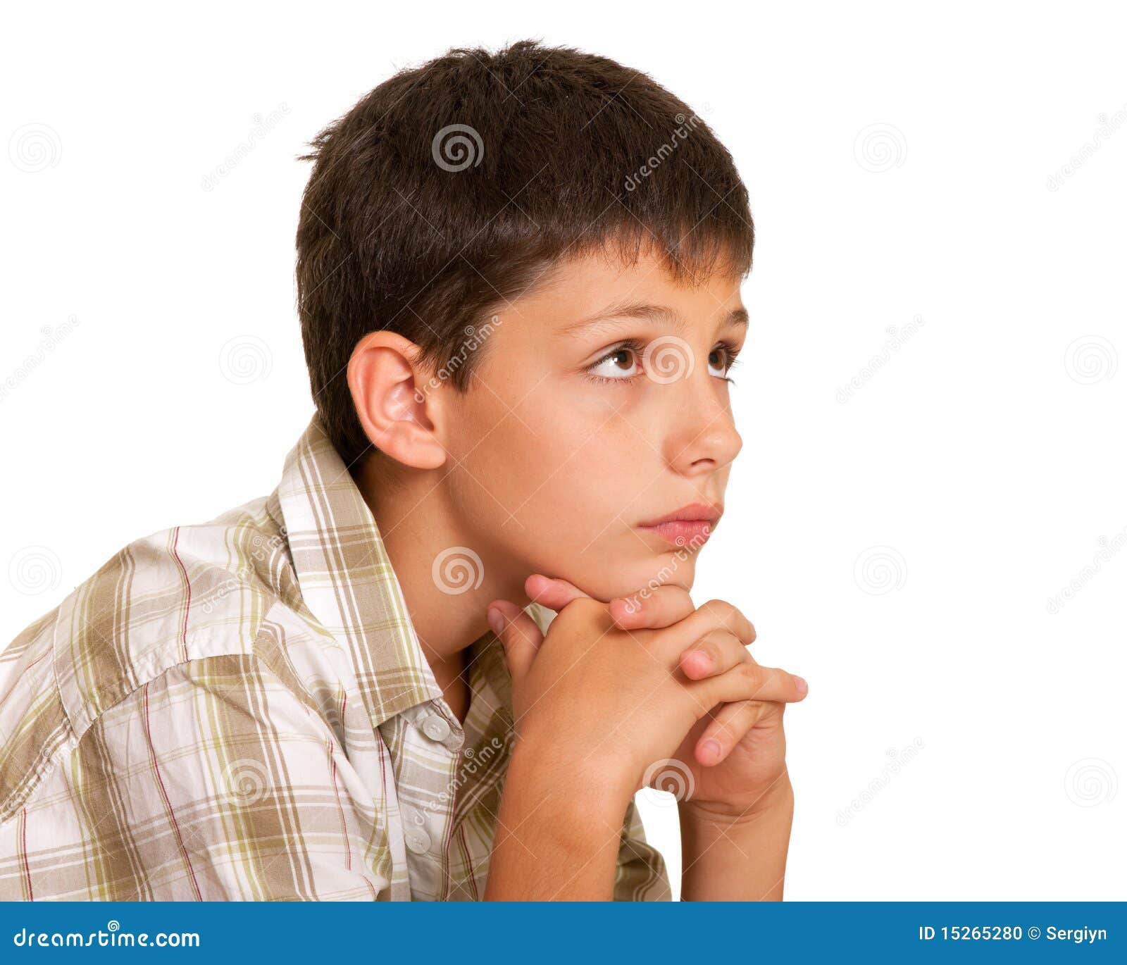 Doubtful boy stock photo. Image of silent, pensive, portrait - 15265280