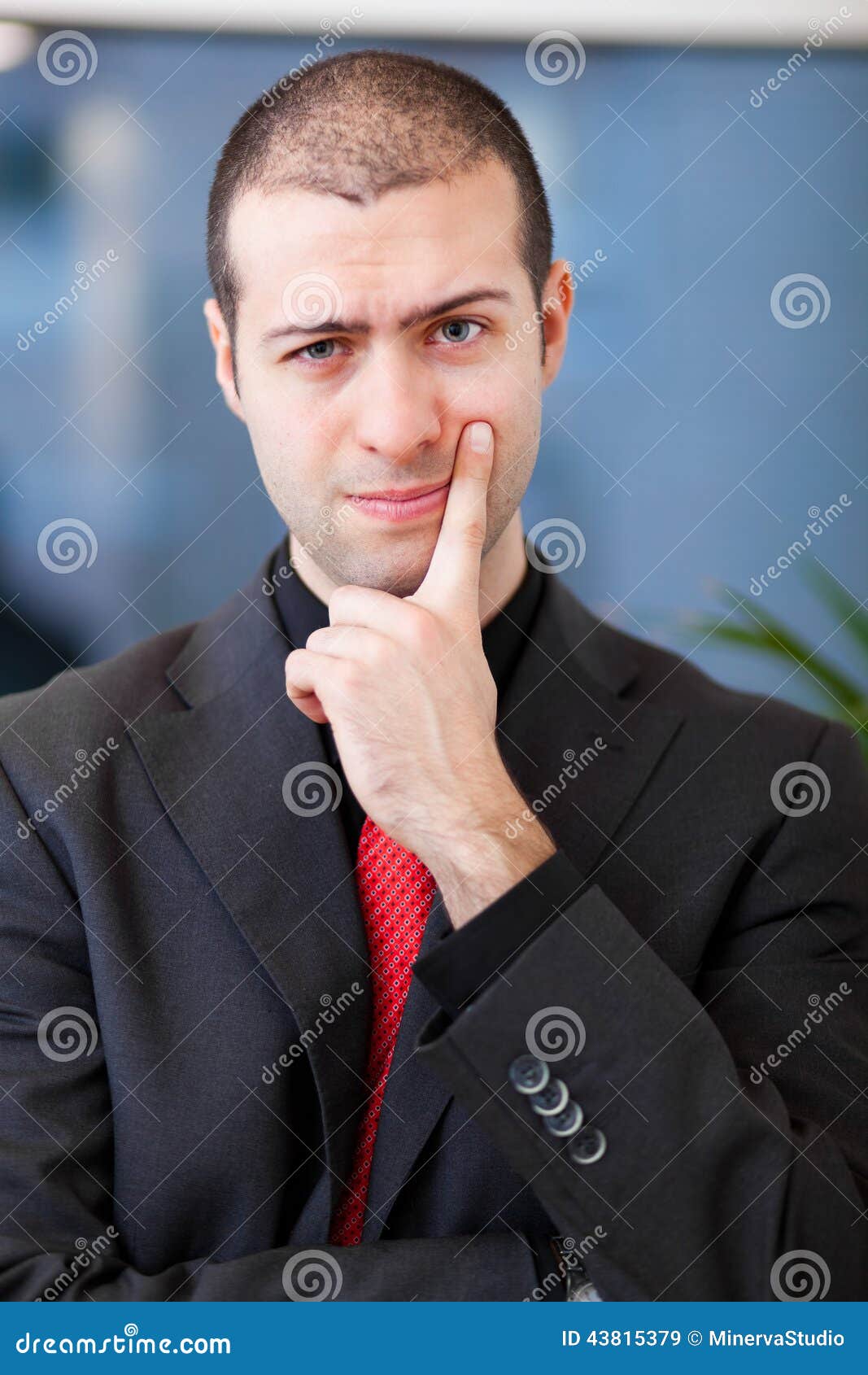 Doubtful Business Man in the Office Stock Image - Image of suit ...