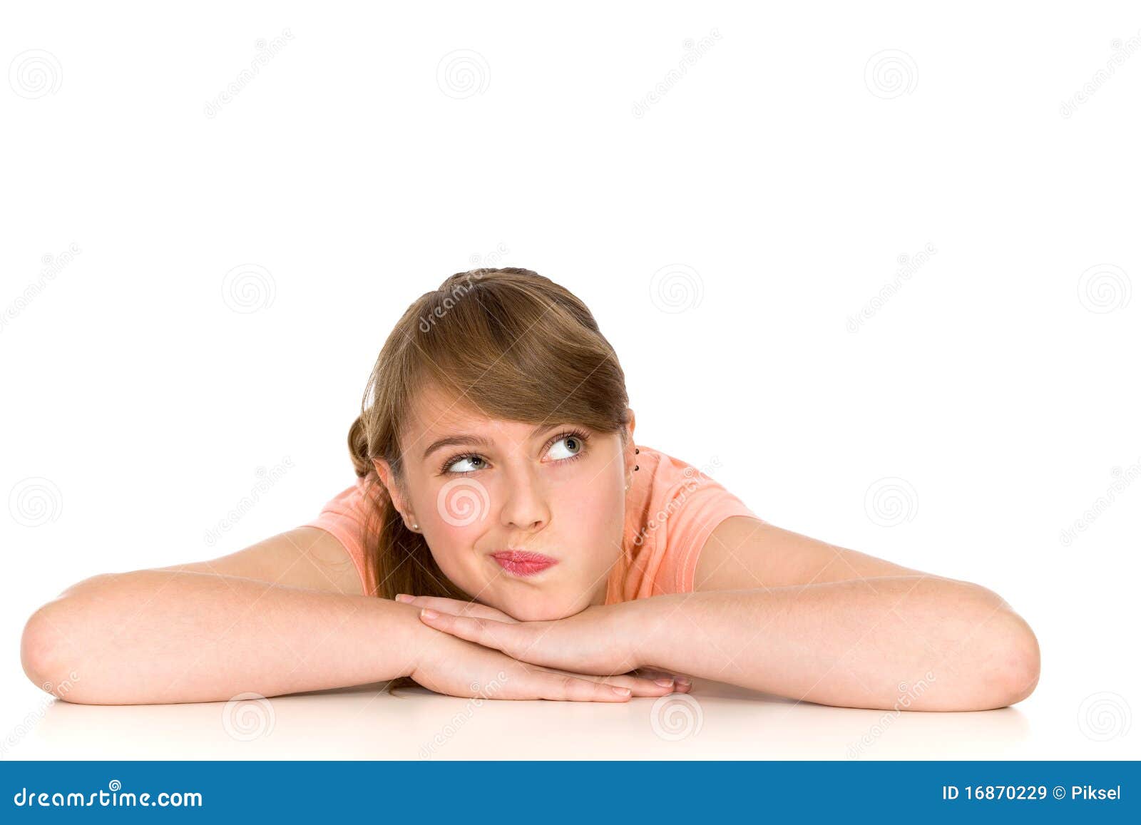 Doubtful girl stock image. Image of female, eyes, doubt - 16870229