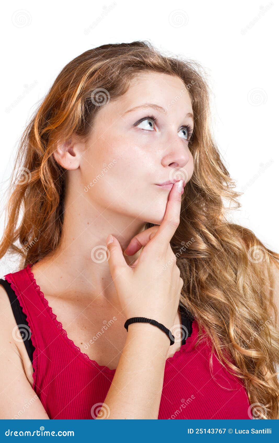 Doubtful Girl Asking Questions To Himself. Paper Notes With Question ...