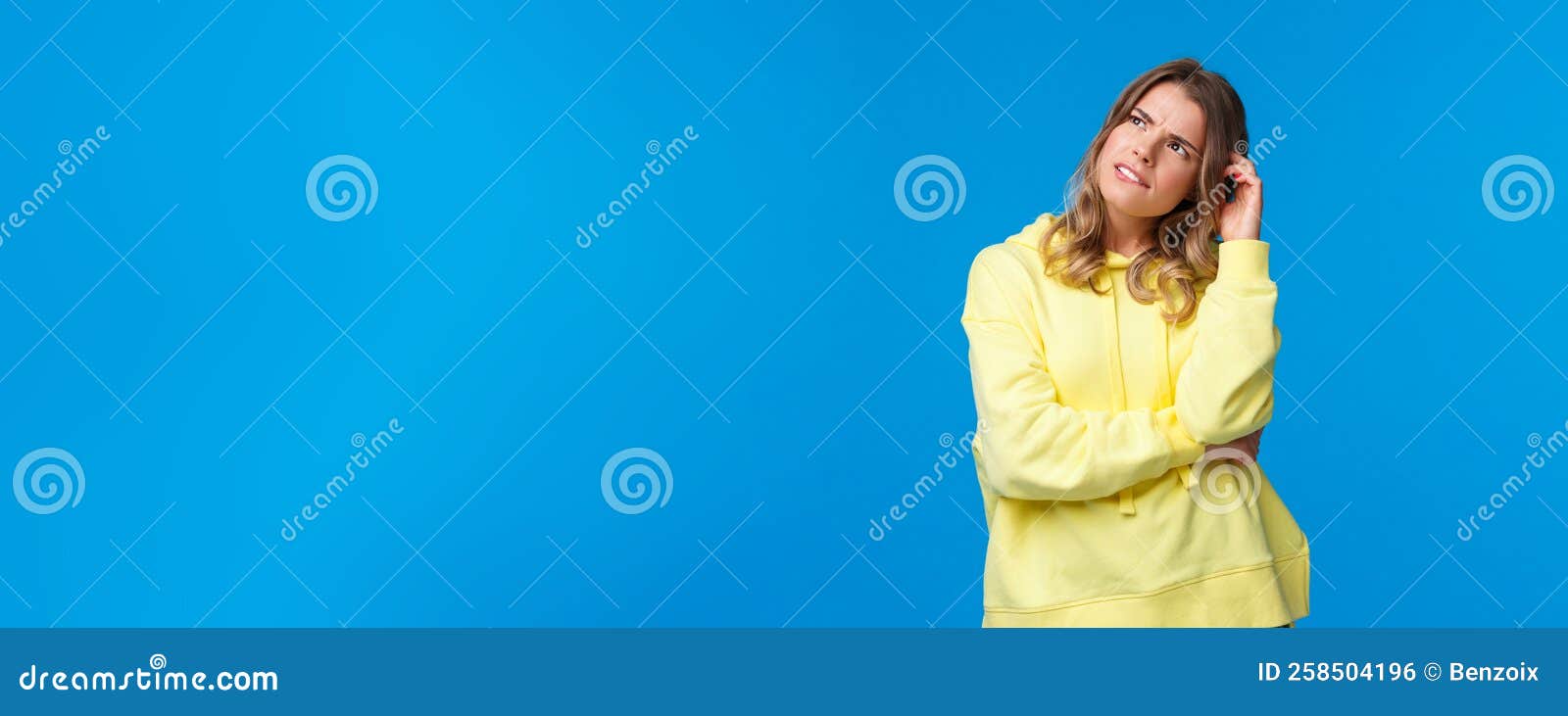 Doubtful and Indecisive Young Focused Blond Female Student Trying Solve ...