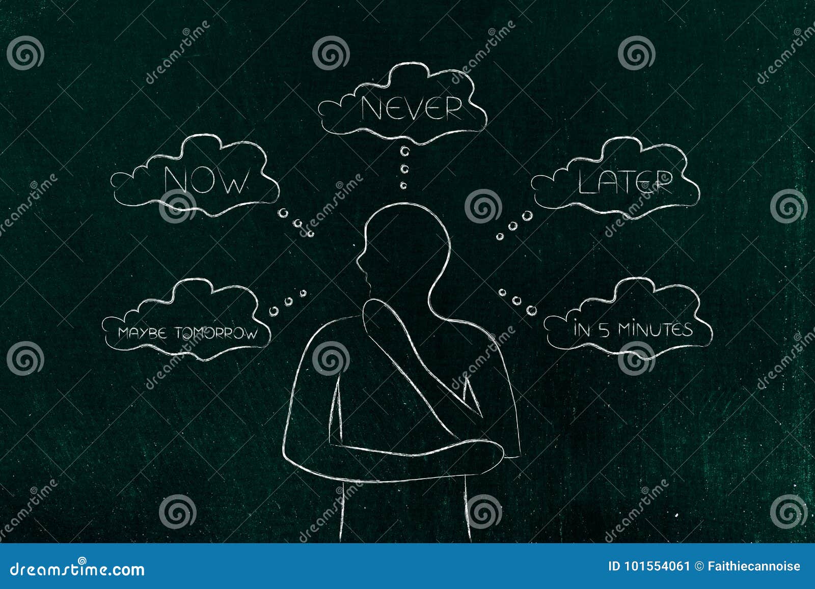 Doubtful Man Considering If Doing Things Now or Never or Later Stock ...