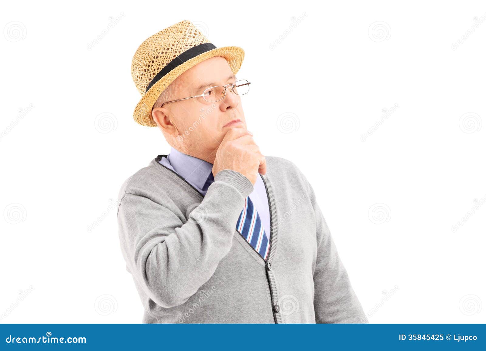Doubtful Senior Man in Thoughts Stock Image - Image of lifestyle ...