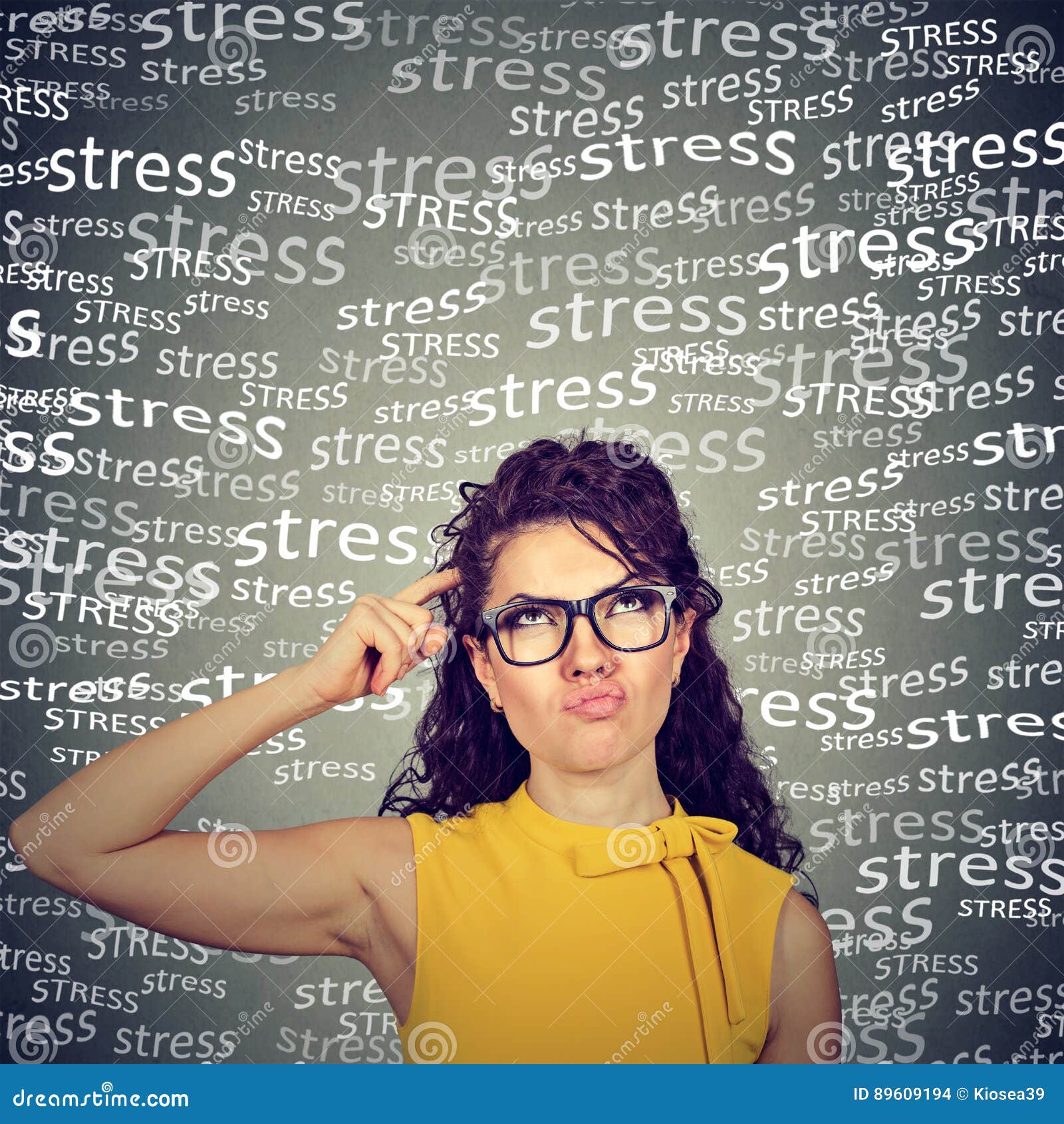 Doubtful Stressed Woman Thinking Looking Up Stock Photo - Image of ...