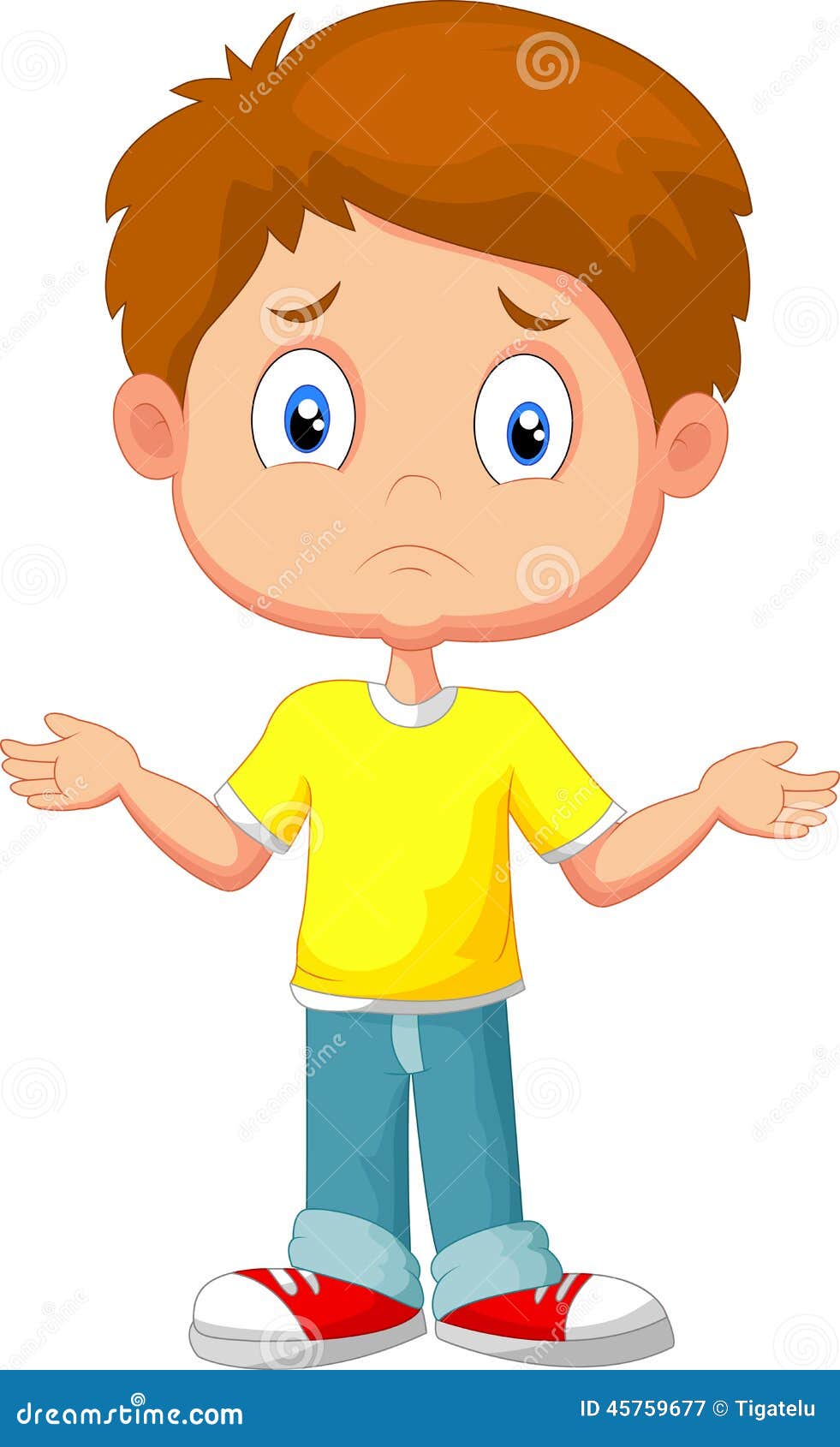 Doubtful Young Kid Cartoon Gesturing With Hands | CartoonDealer.com ...