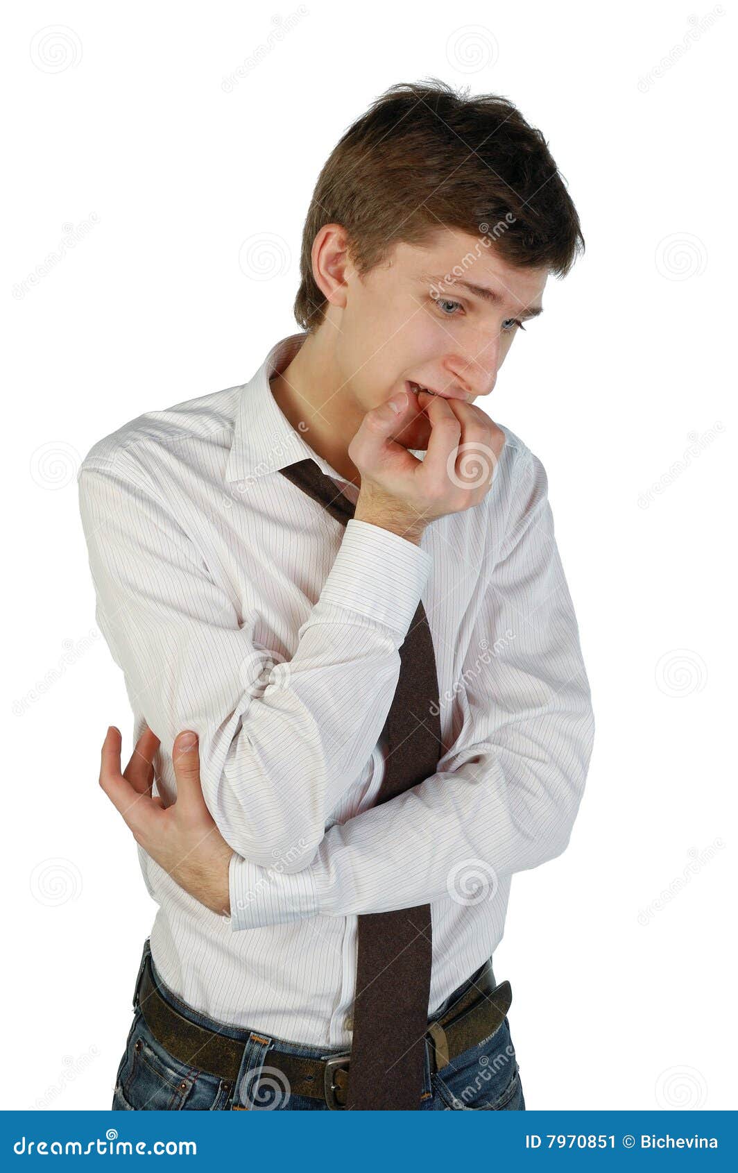 Doubtful young man stock image. Image of embarrassment - 7970851