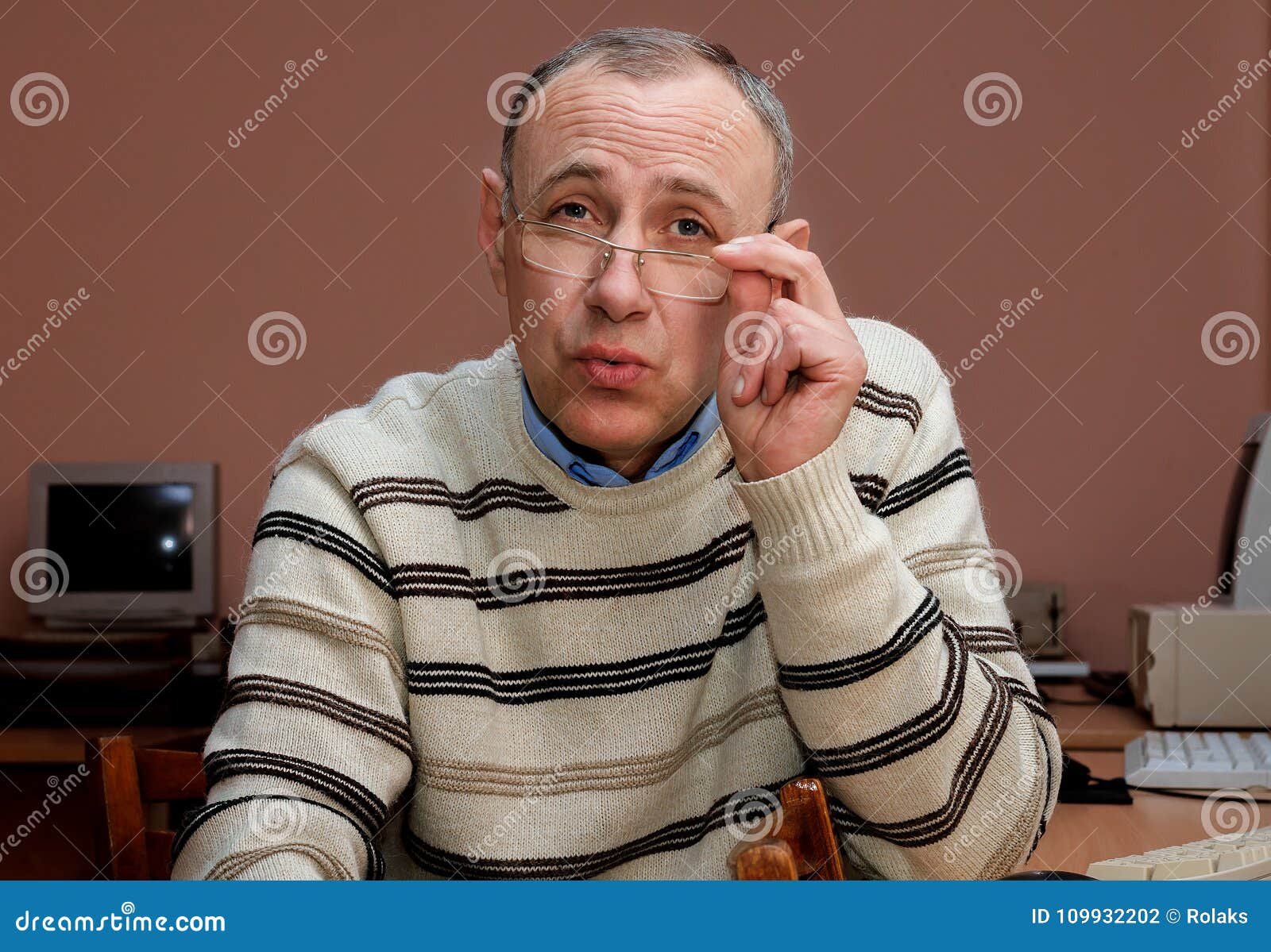 The doubting man stock photo. Image of pose, critical - 109932202