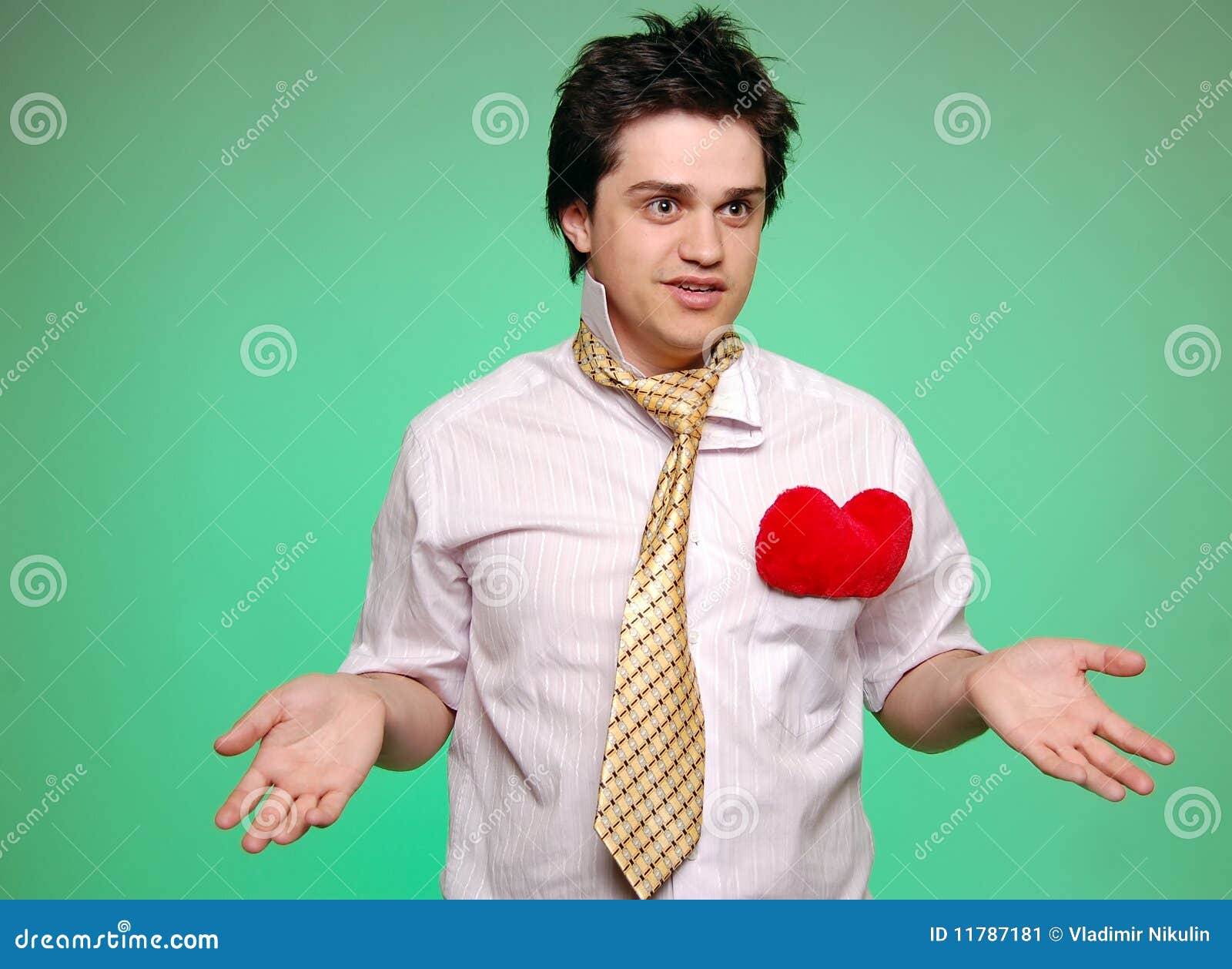 Doubting Men with Tie and Heart. Stock Image - Image of difficult, male ...