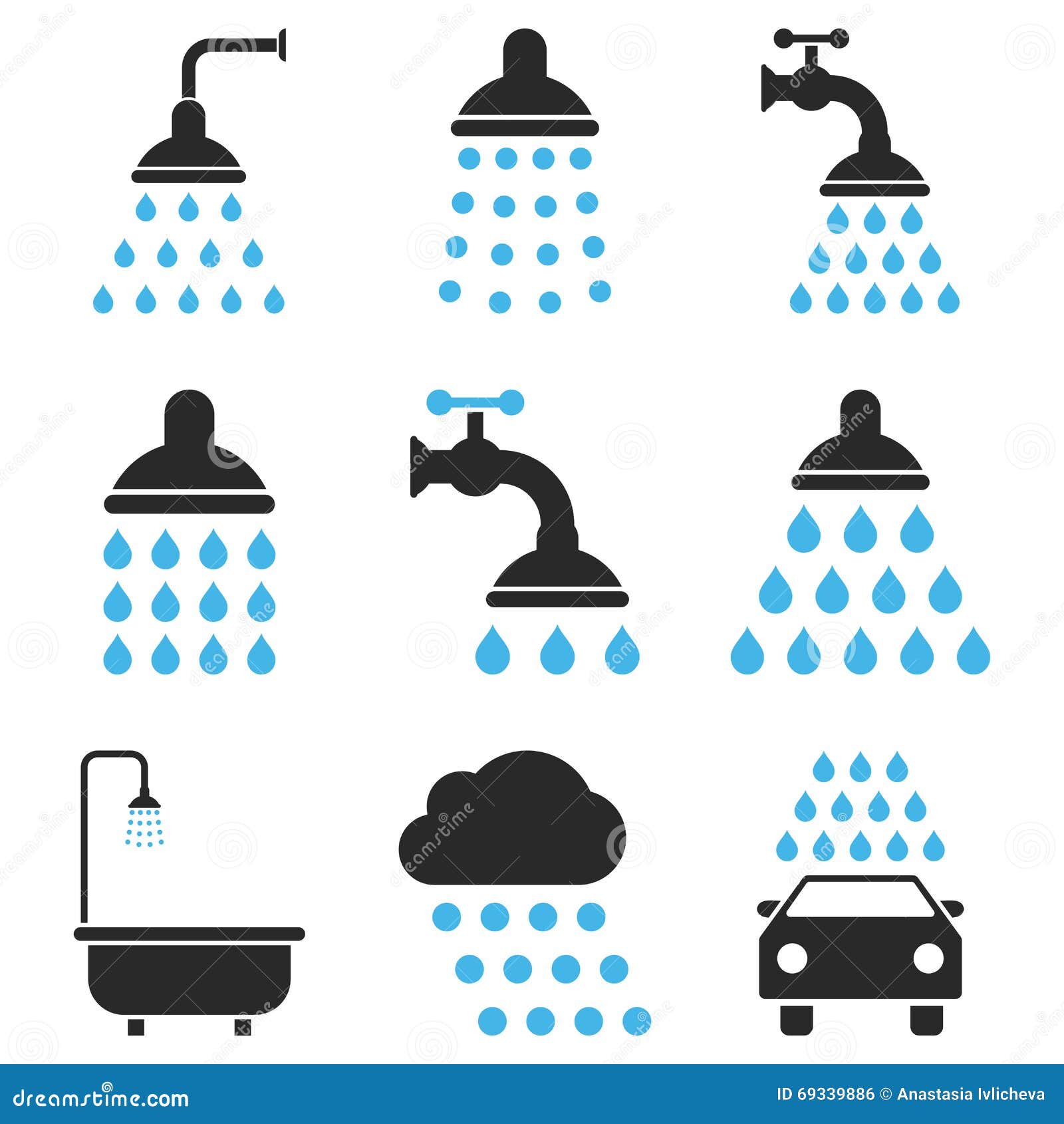 Douche En Bad Vectorpictogramreeks Vector Illustratie - Illustration of ...