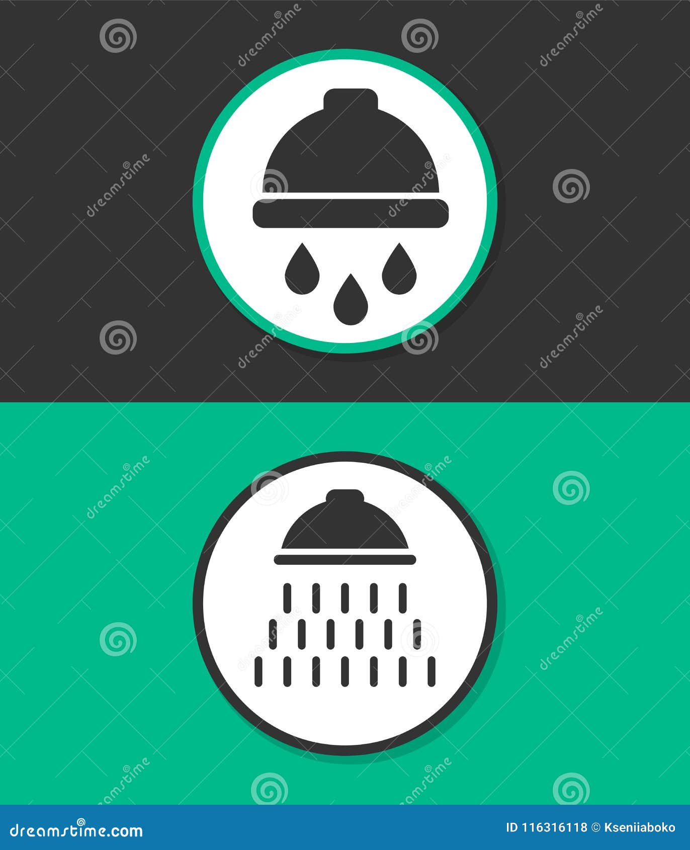 Douche Vectorpictogram Met Het Symbool Van Waterdalingen Vector ...