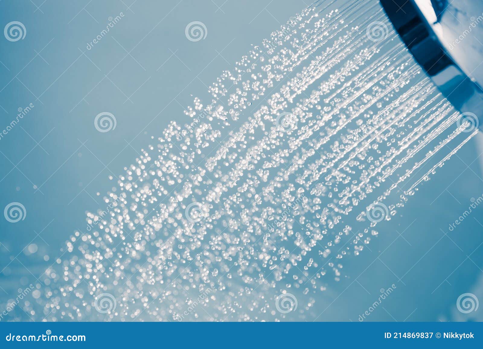 Douche Water Drops, Blue Background Stock Image - Image of clear, fresh ...