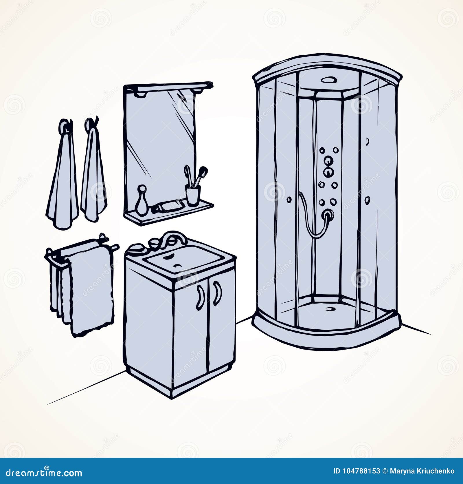 Douchecabine Vector Tekening Vector Illustratie - Illustration of ...