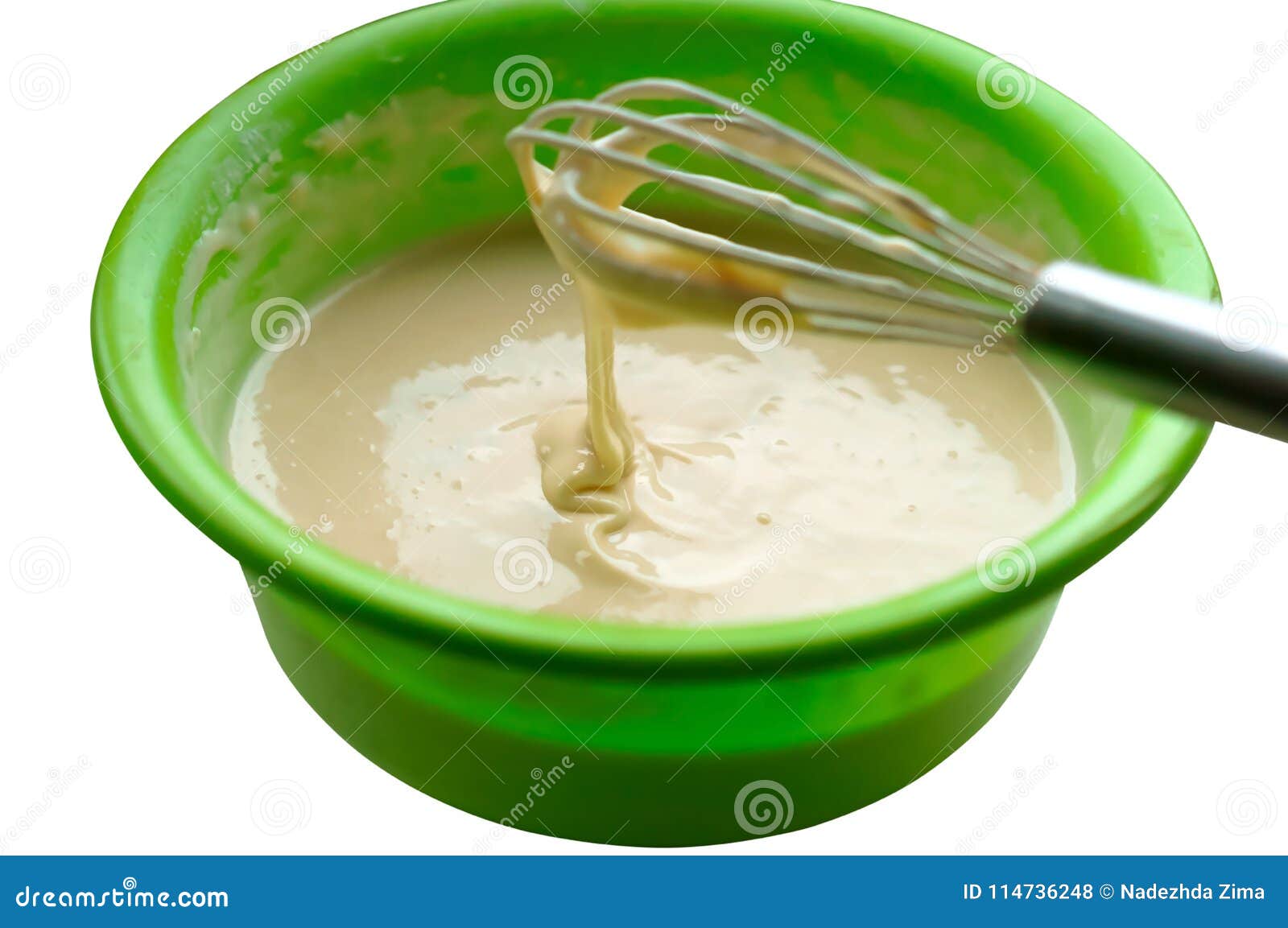 Dough in a Bowl and Whisk for Mixing, Liquid Dough for Pancakes, Ready ...