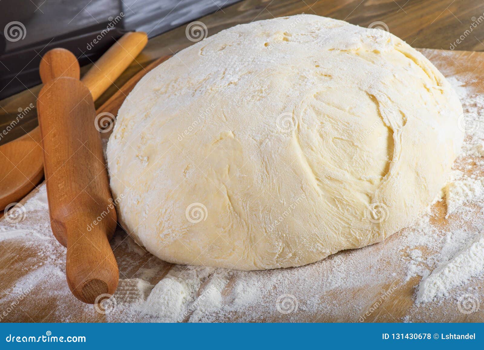 Bread Dough on a Cutting Board Stock Photo - Image of fresh, flour ...