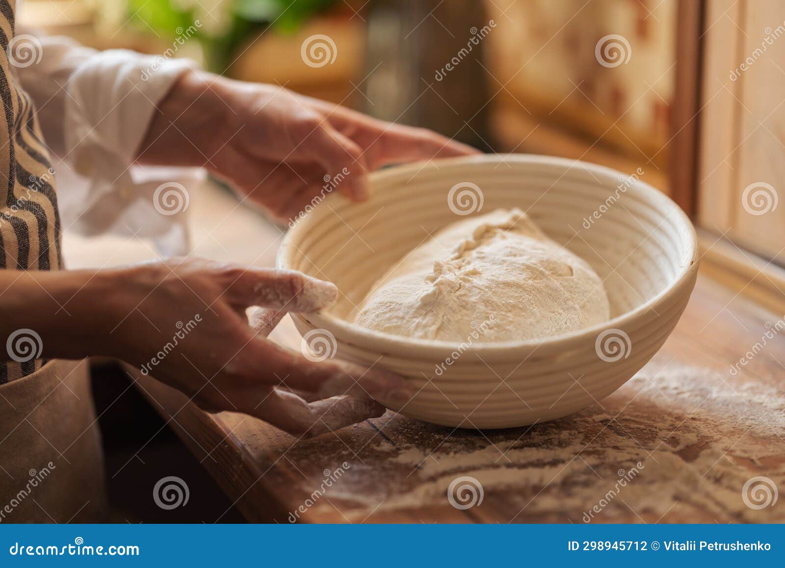 Dough for Bread Resting in Wooden Plate Stock Photo - Image of bread ...