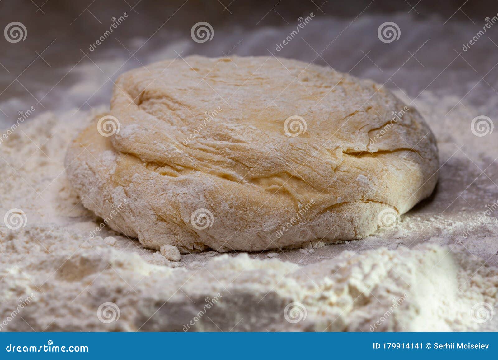 Dough in Flour on the Table Stock Image - Image of floury, country ...