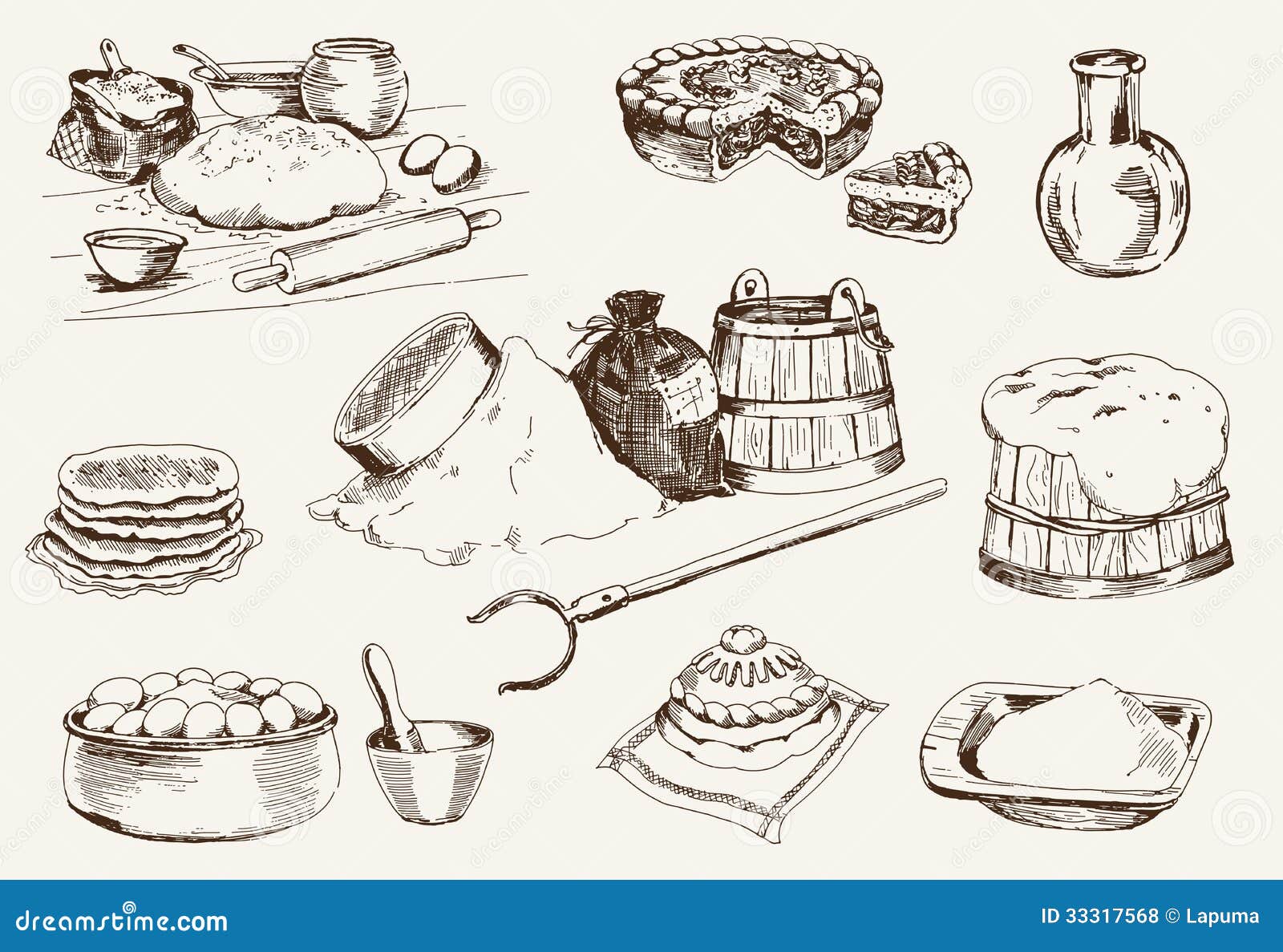 Dough at home stock vector. Illustration of baking, doodle - 33317568