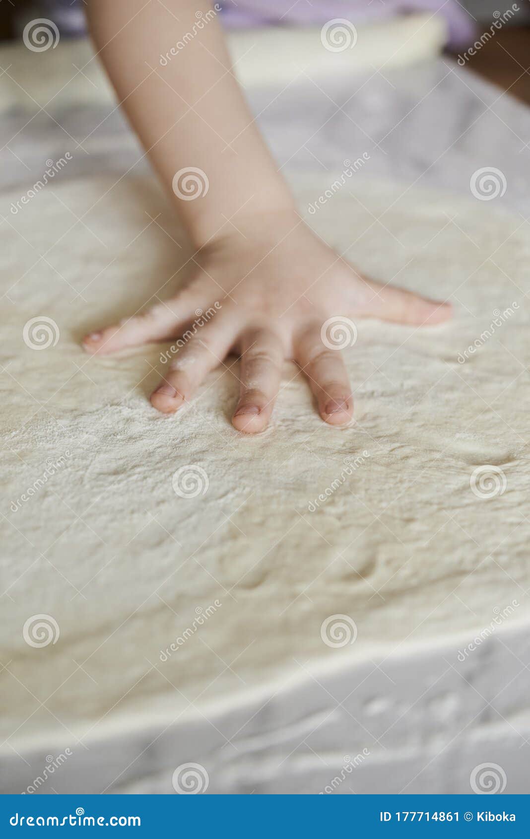 Dough and kid`s hand stock image. Image of kneading - 177714861