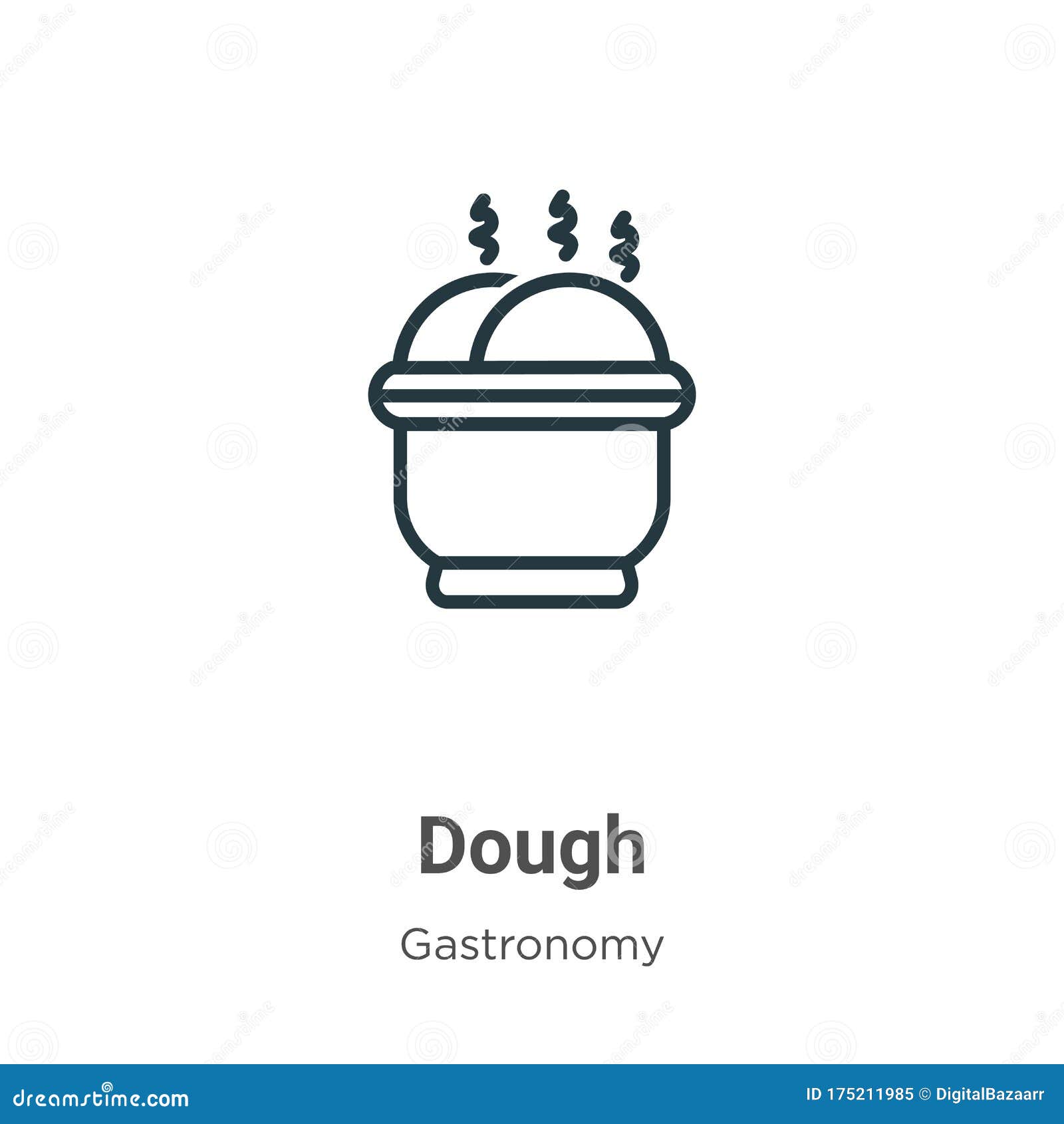 Set Of Outline Kneading Dough Hands Icons. Preparation Steps For ...