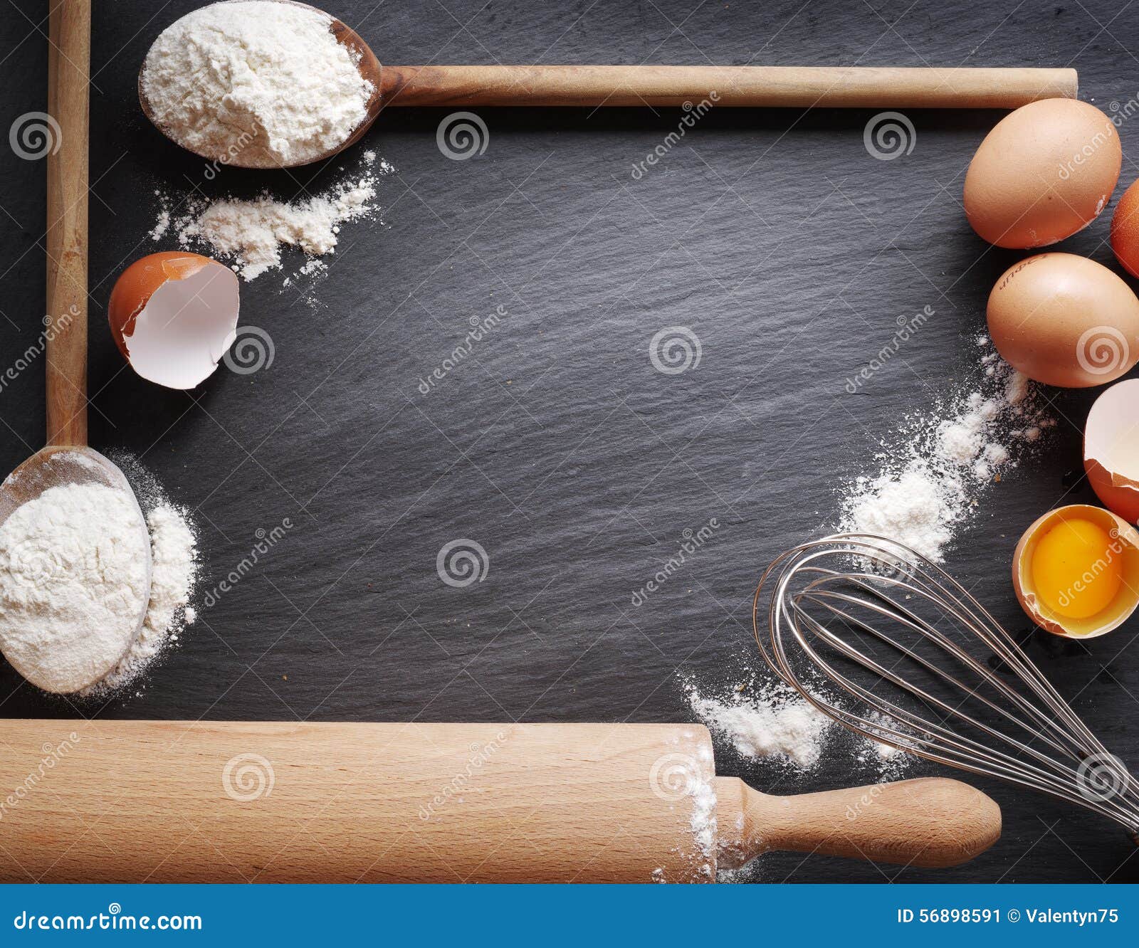 Dough Preparation. Baking Ingredients: Egg and Flour. Stock Image ...