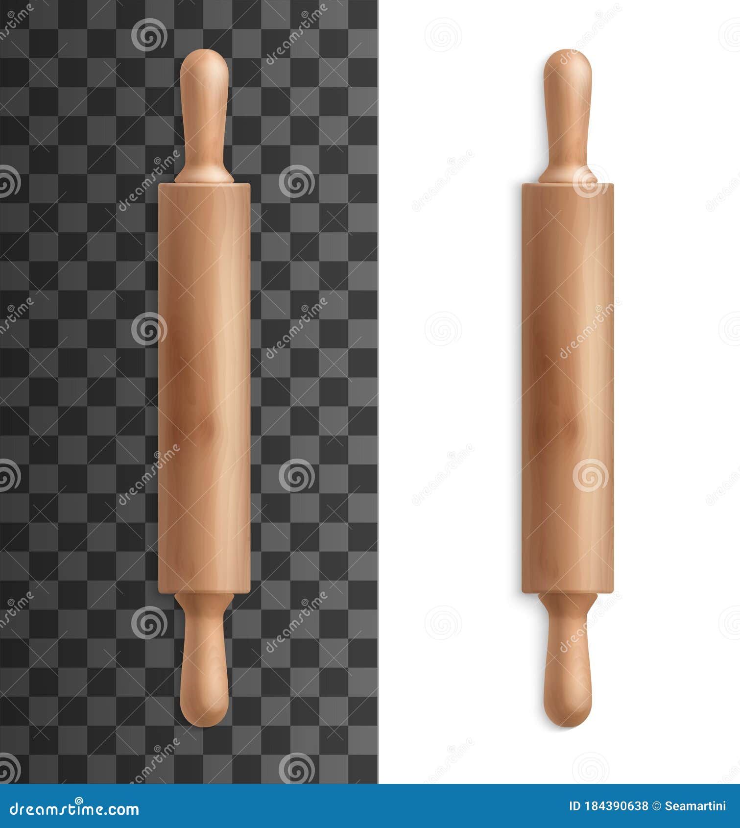 Dough Roller or Rolling Pin, Realistic Bakery Tool Stock Vector ...