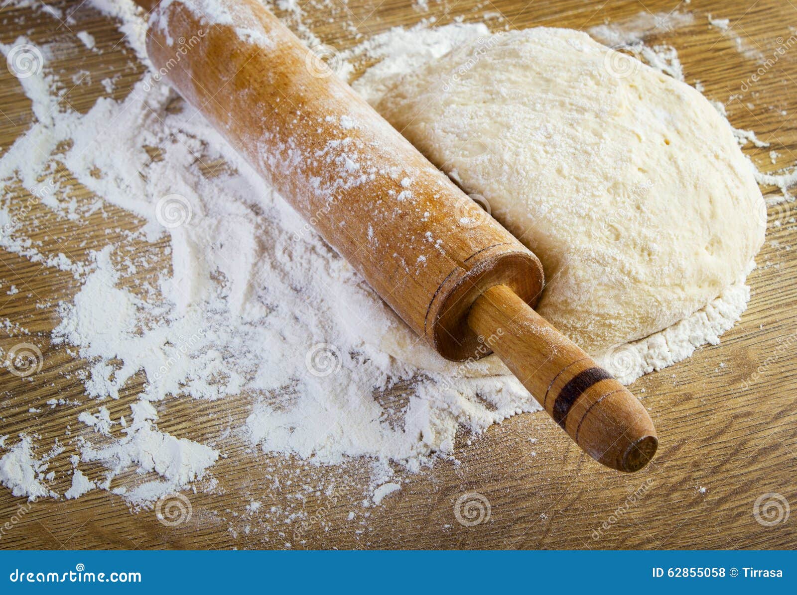 Dough with rolling pin stock photo. Image of meal, grain - 62855058