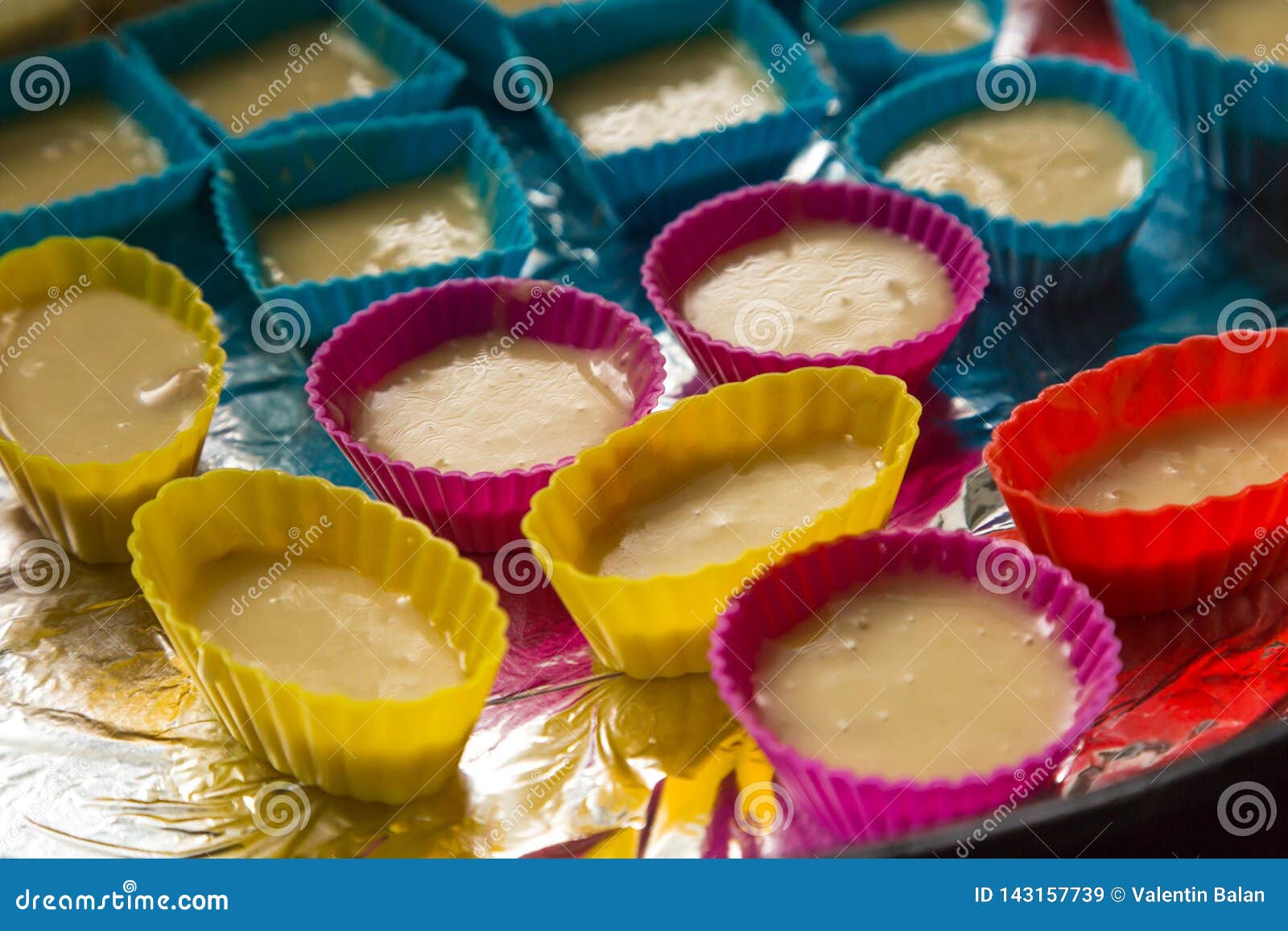 Dough in Silicon Form for Cupcakes. Stock Image - Image of home, baby ...