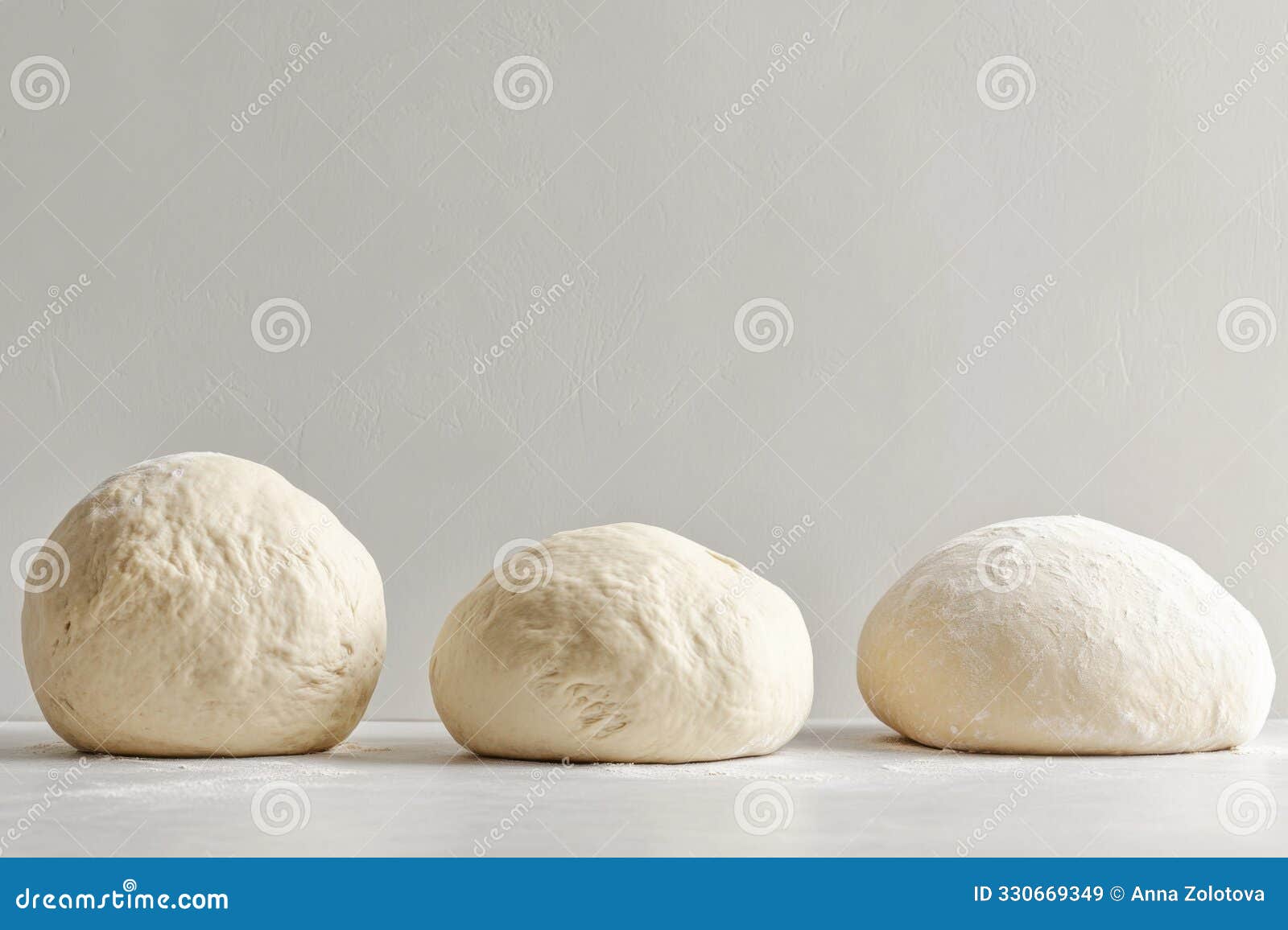 Dough in Various Stages of Preparation on a Neutral Backdrop Stock ...