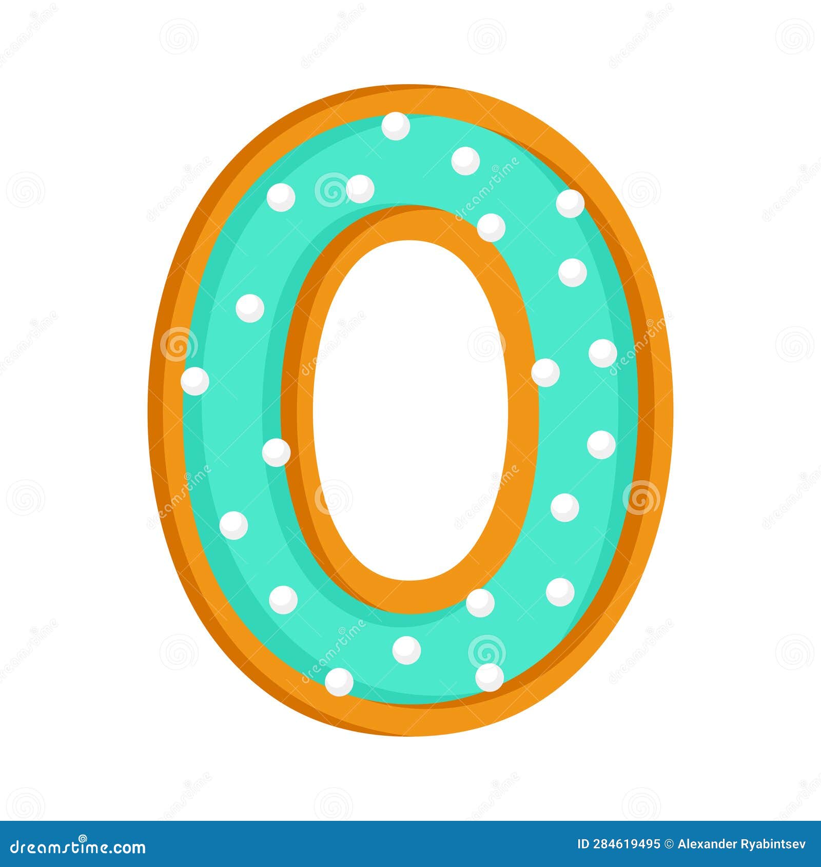 Doughnut Cartoon Number 0. Glazed Pink Donut Digit Zero. Stock Vector ...